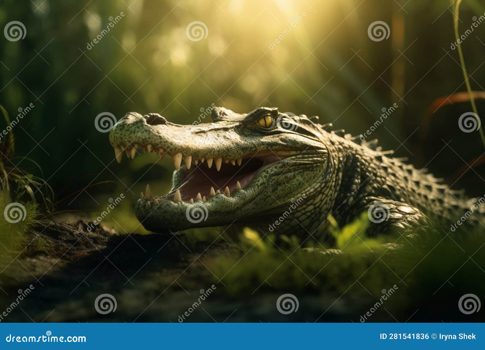 Angry Roaring Alligator, Generative Ai Stock Illustration ...