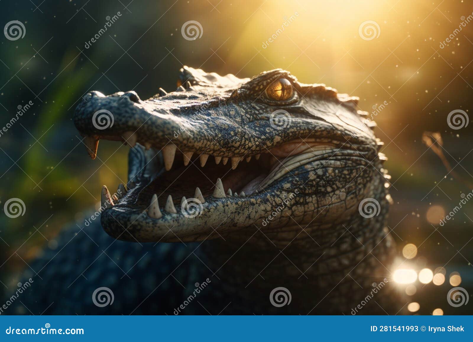 Angry Roaring Alligator, Generative Ai Stock Illustration ...