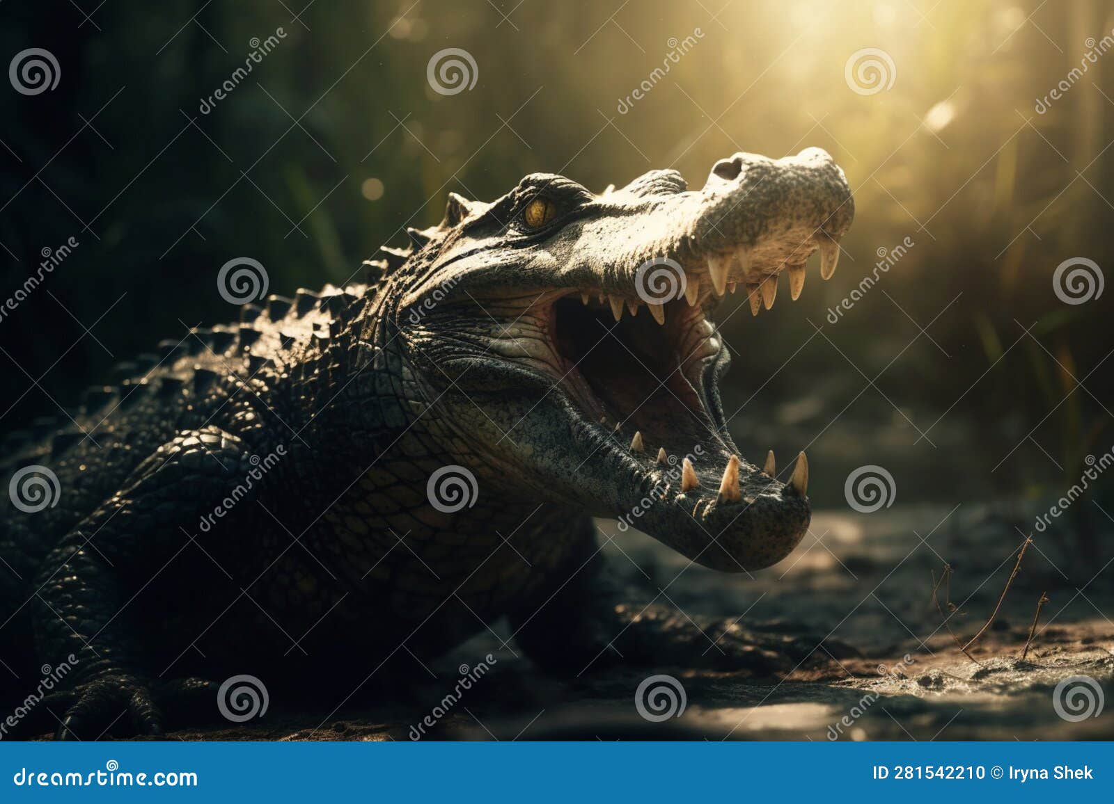 Angry Roaring Alligator, Generative Ai Stock Illustration ...