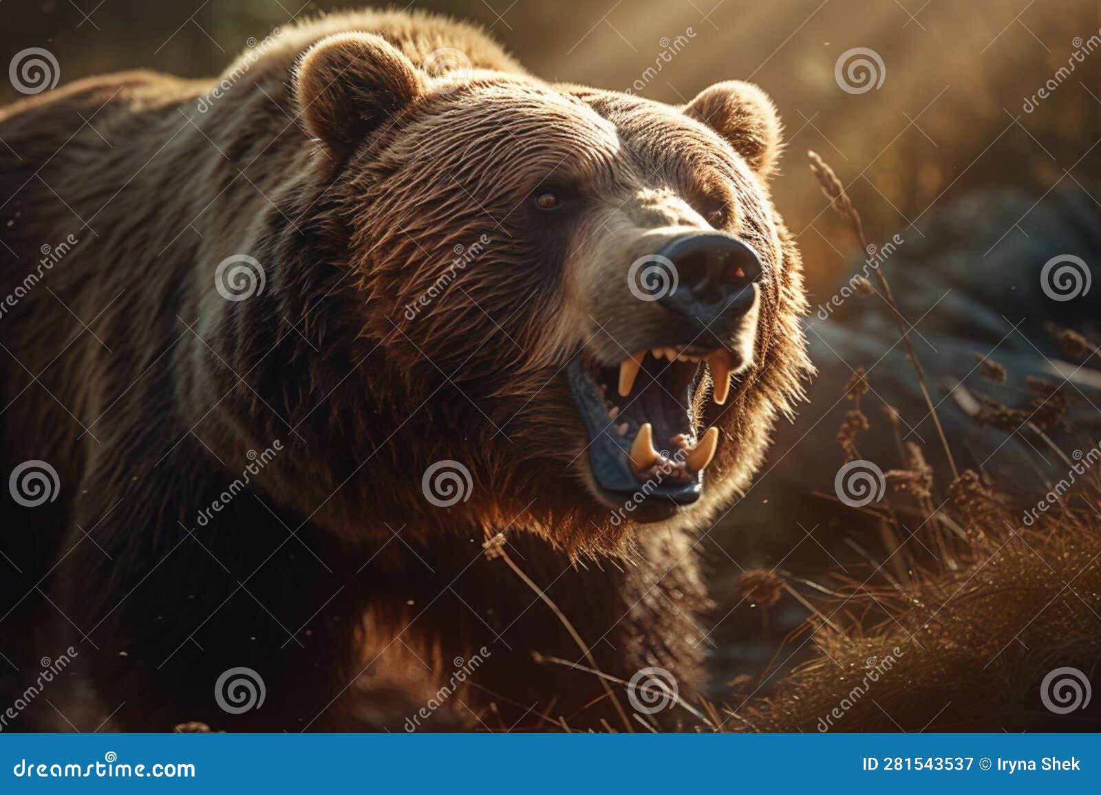Angry Roaring Bear, Generative Ai Stock Illustration - Illustration of ...