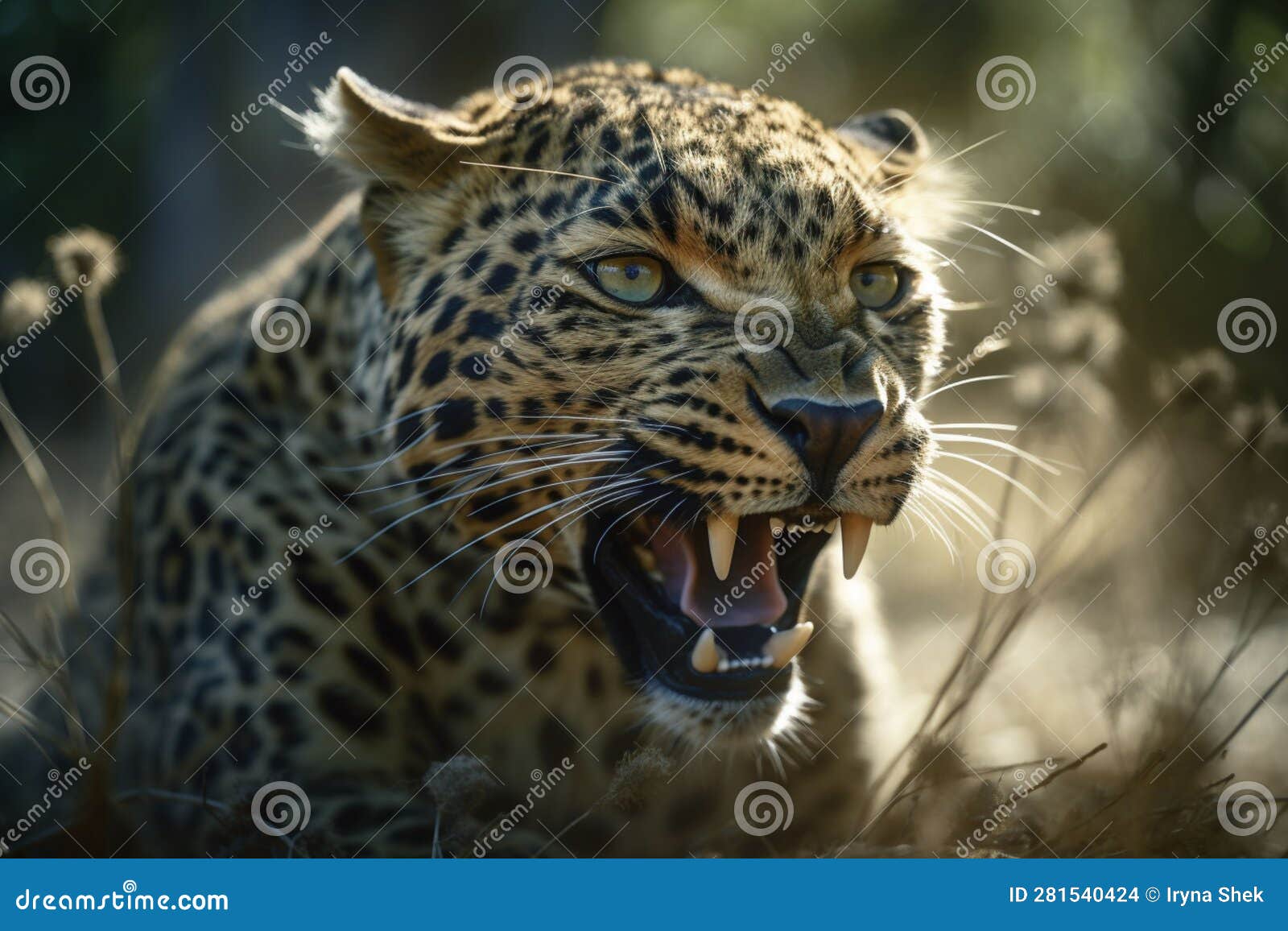 Angry Roaring Leopard, Generative Ai Stock Illustration - Illustration ...