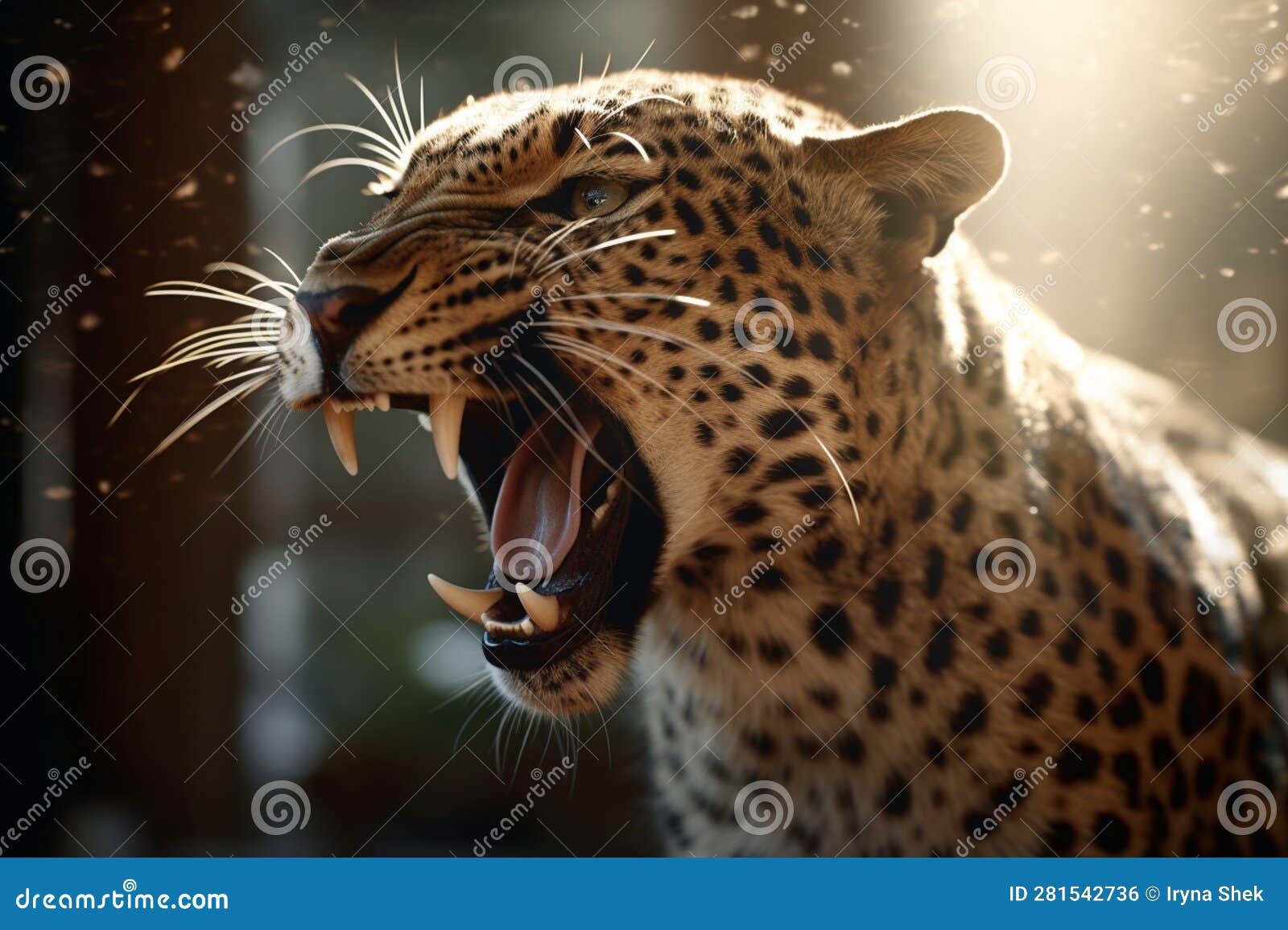 Angry Roaring Leopard, Generative Ai Stock Illustration - Illustration ...