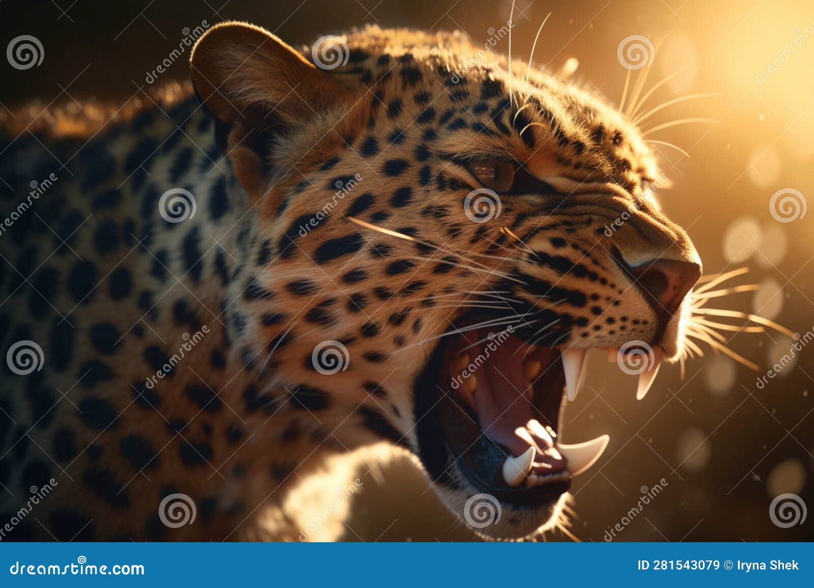 Angry Roaring Leopard, Generative Ai Stock Illustration - Illustration ...