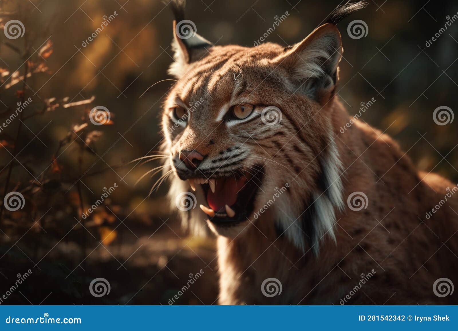 Angry Roaring Lynx, Generative Ai Stock Illustration - Illustration of ...