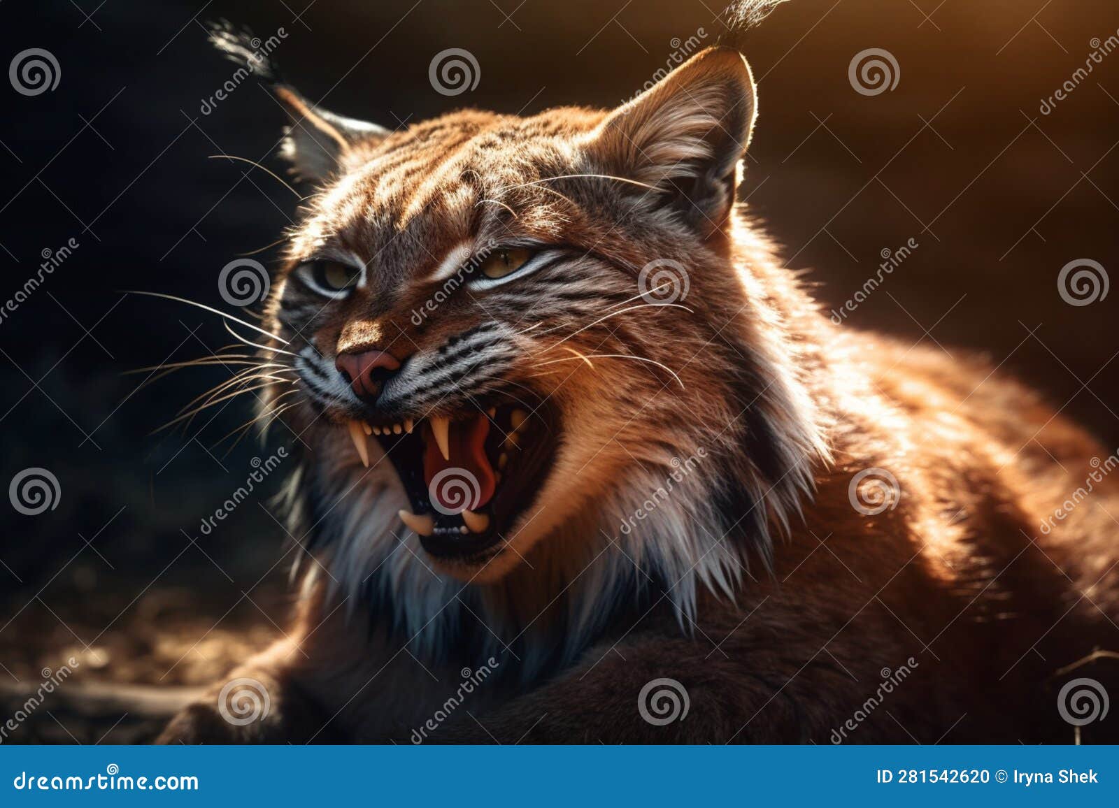 Angry Roaring Lynx, Generative Ai Stock Illustration - Illustration of ...