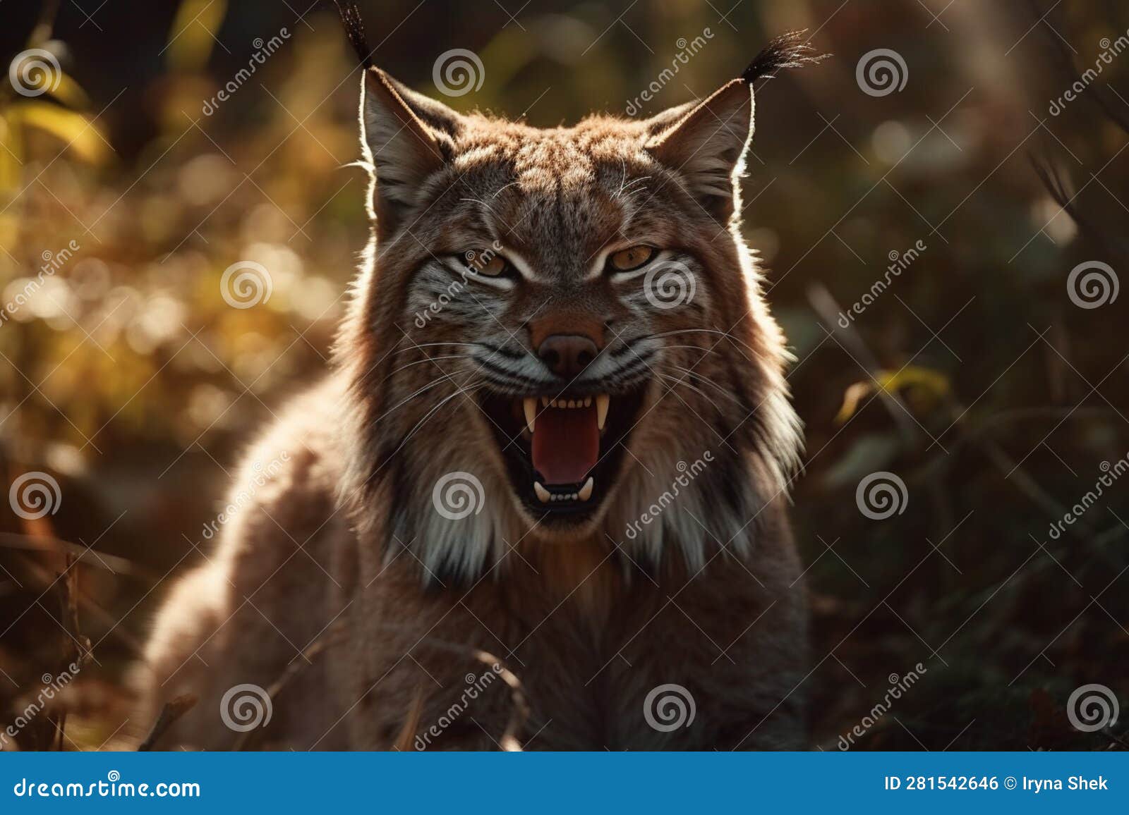 Angry Roaring Lynx, Generative Ai Stock Illustration - Illustration of ...