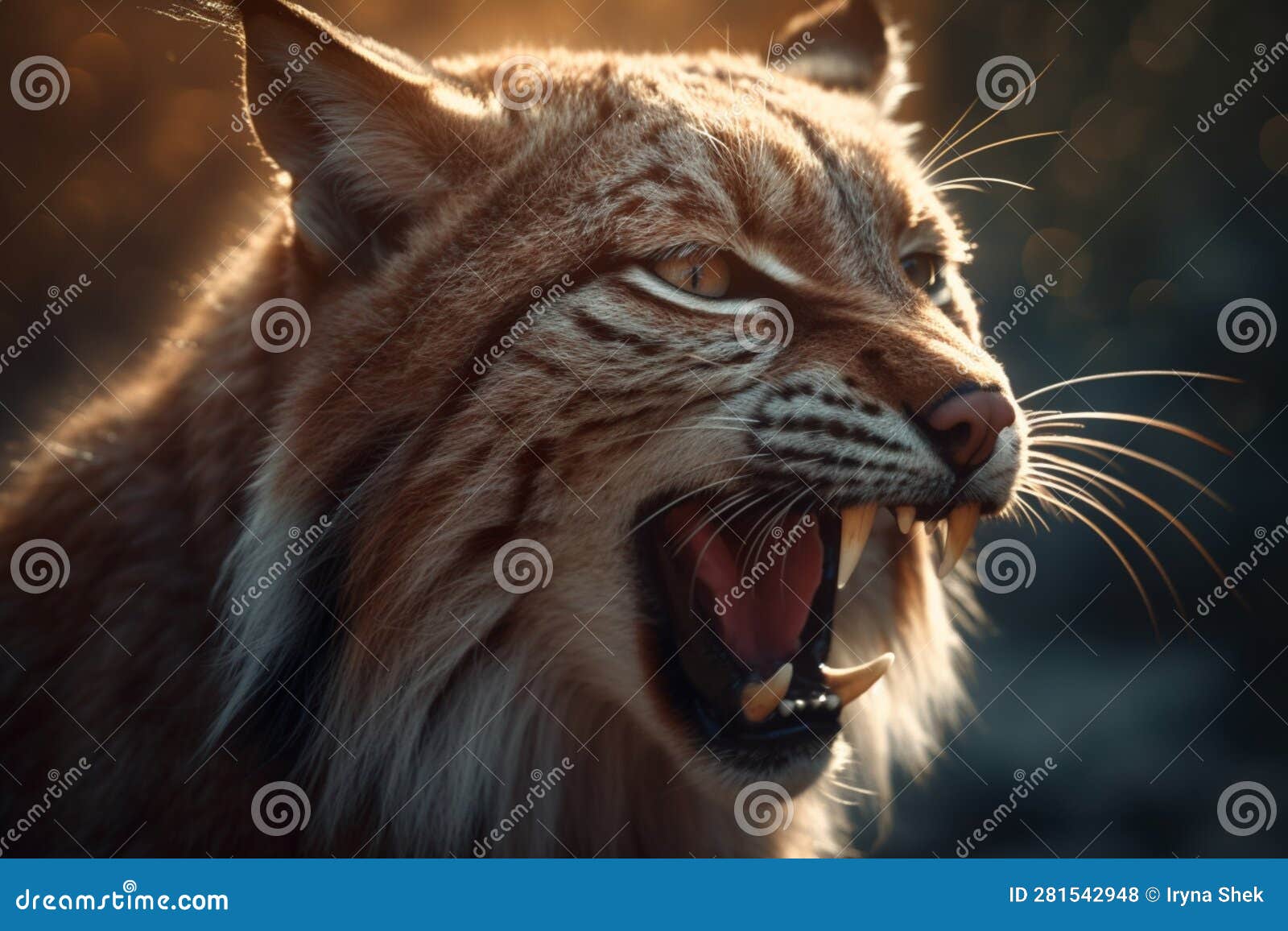Angry Roaring Lynx, Generative Ai Stock Illustration - Illustration of ...