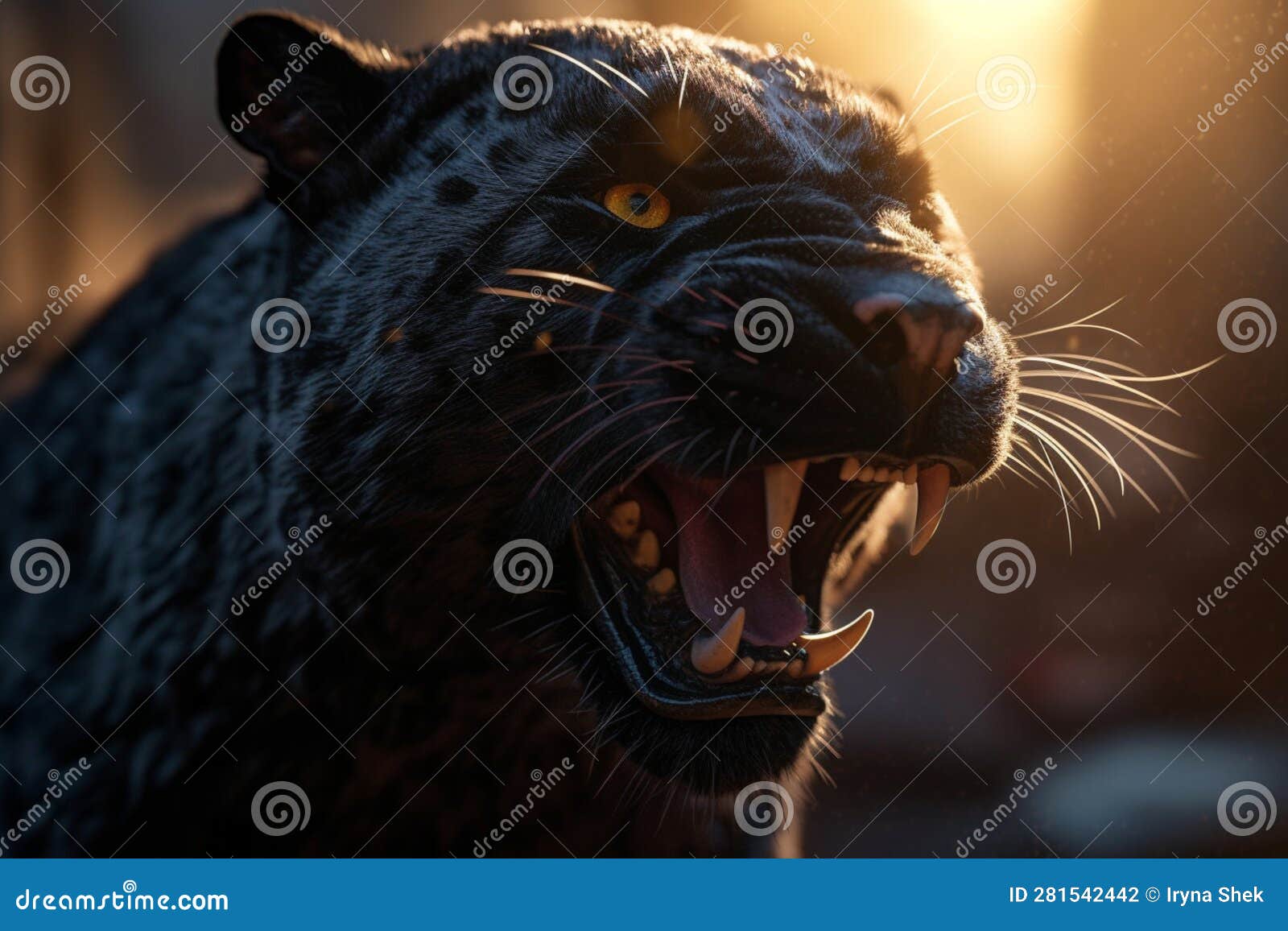 Angry Roaring Panther, Generative Ai Stock Illustration - Illustration ...