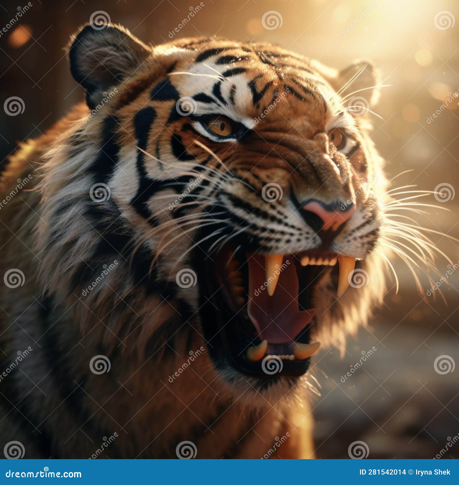 Angry Roaring Tiger, Generative Ai Stock Illustration - Illustration of ...