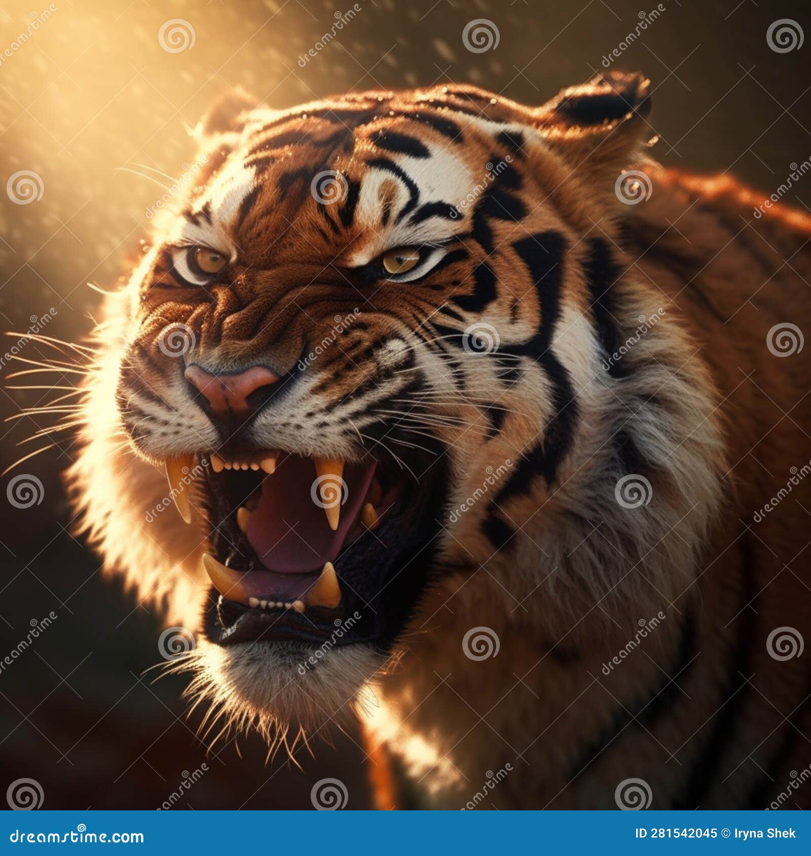 Angry Roaring Tiger, Generative Ai Stock Illustration - Illustration of ...