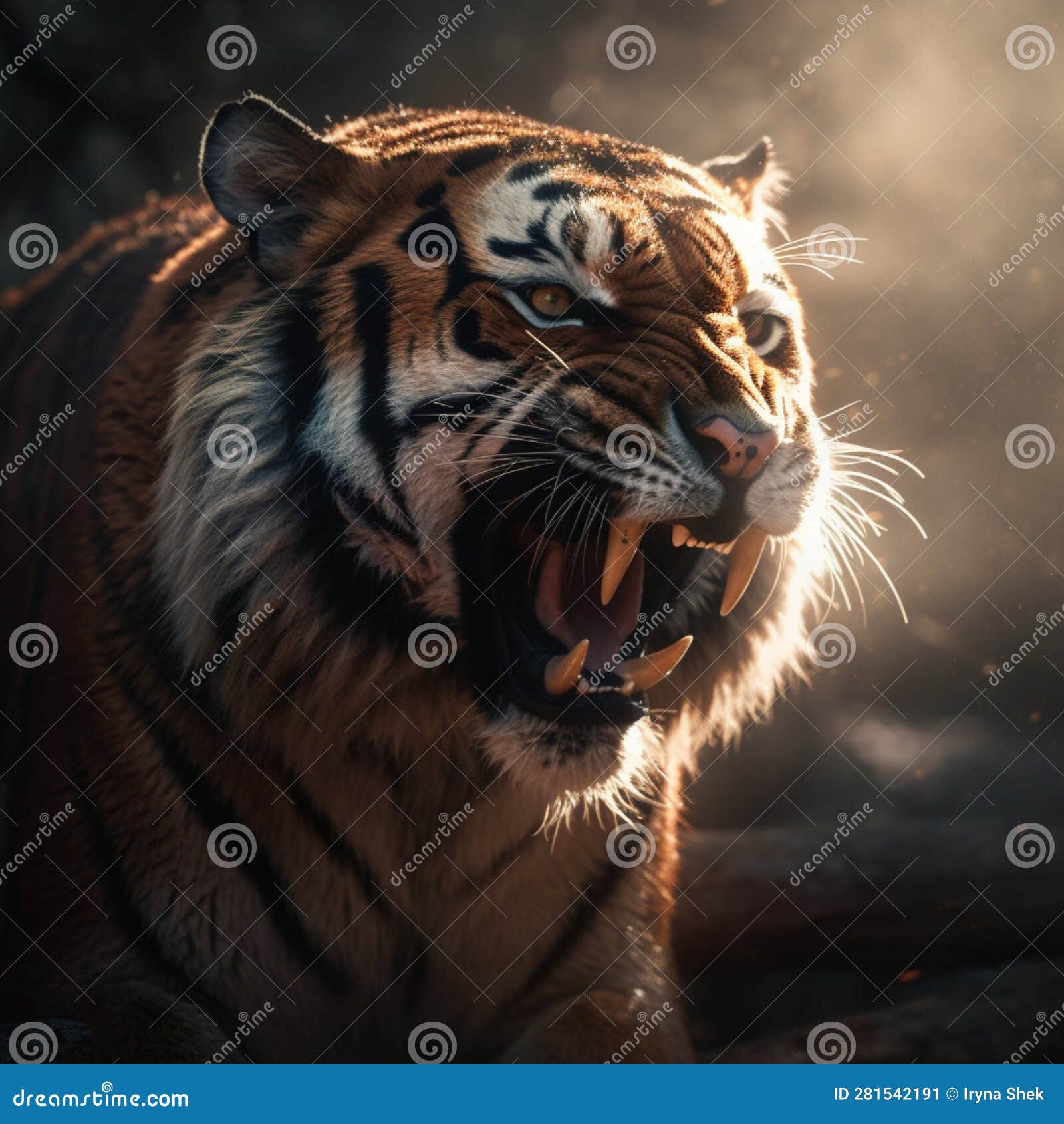 Angry Roaring Tiger, Generative Ai Stock Illustration - Illustration of ...