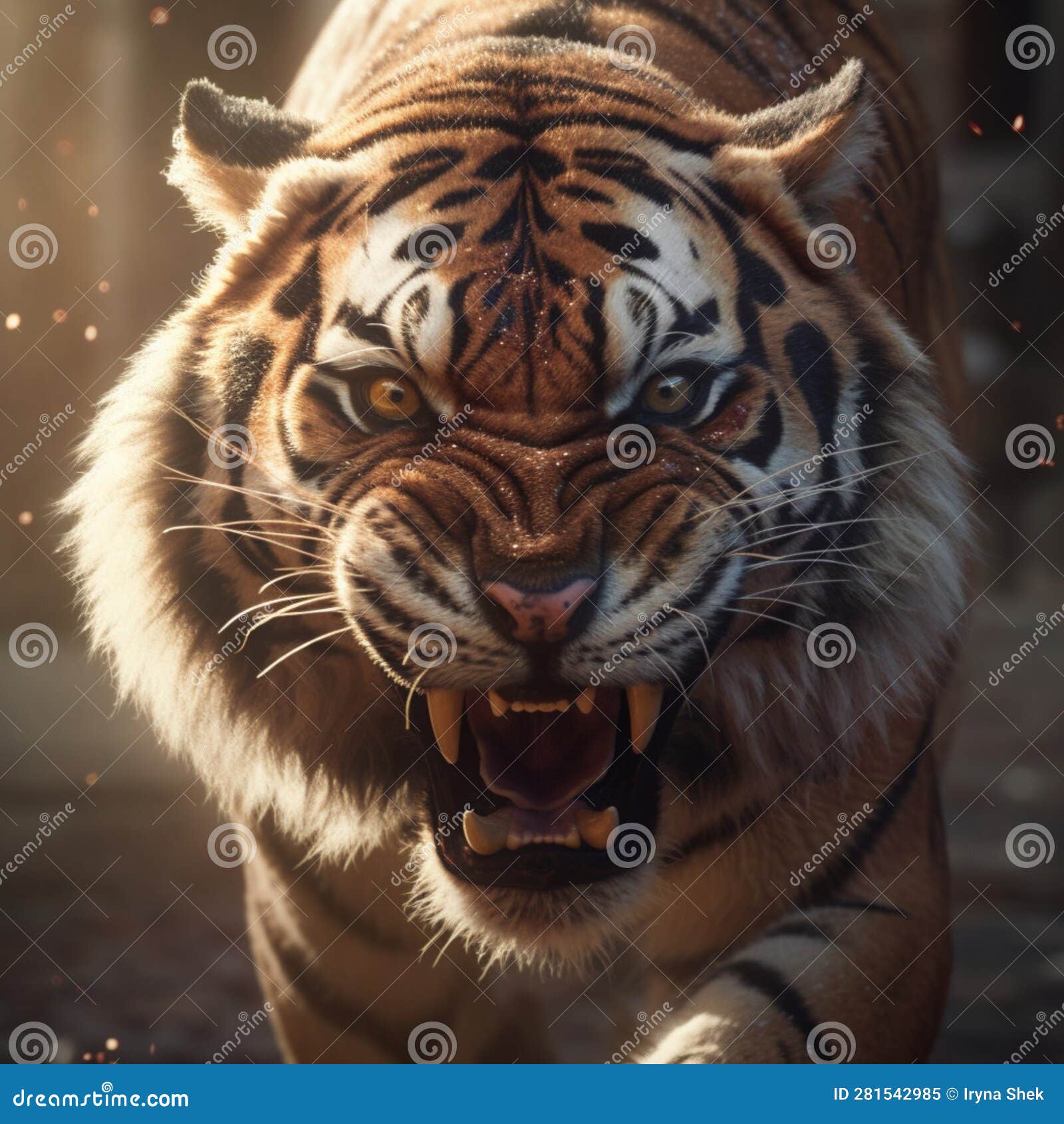Angry Roaring Tiger, Generative Ai Stock Illustration - Illustration of ...