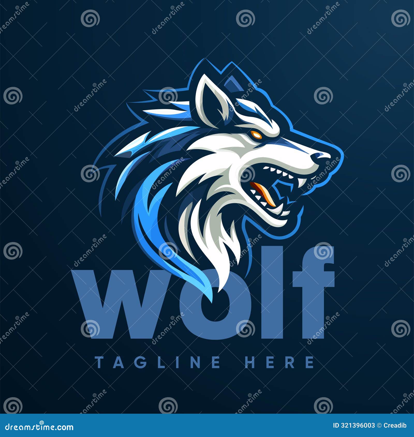 Angry Roaring Wolf Logo Template Stock Vector - Illustration of icon ...