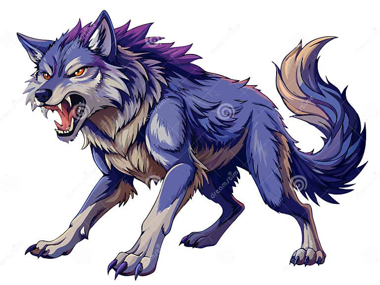 Vector of a Roaring Angry Wolf Crawling Against White Background. AI ...