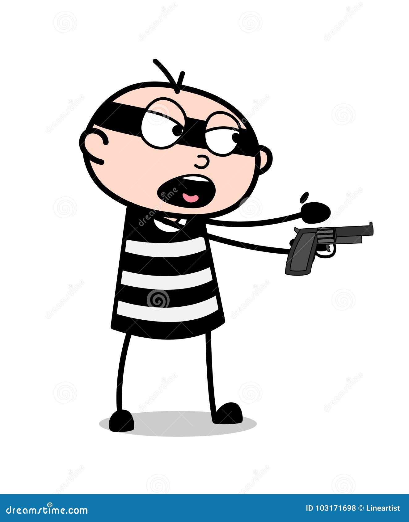 Angry Robber Shouting and Pointing Gun Vector Stock Illustration ...