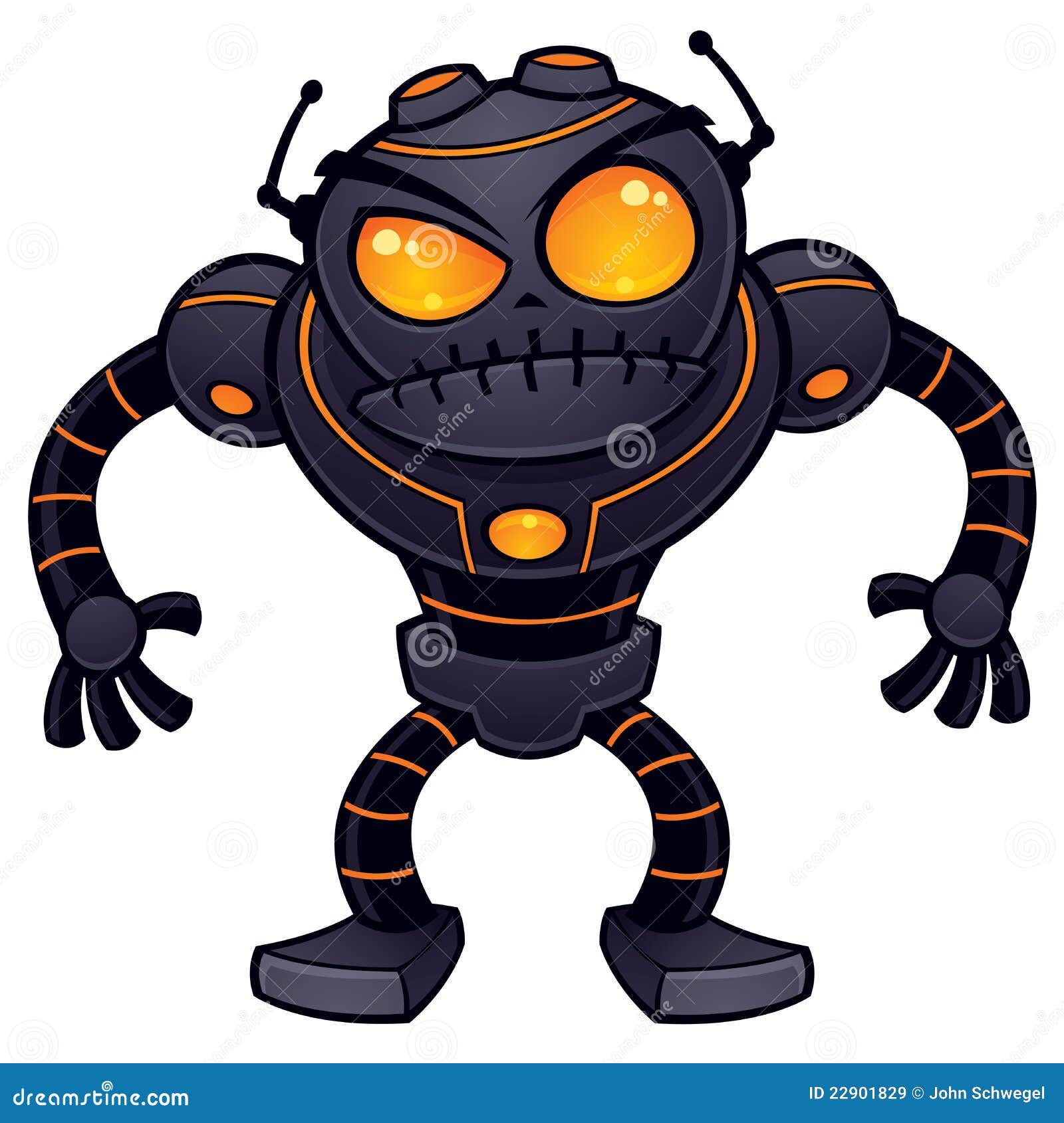 Angry Robot Humanoid With Punch Mascot Vector Cartoon Illustration ...