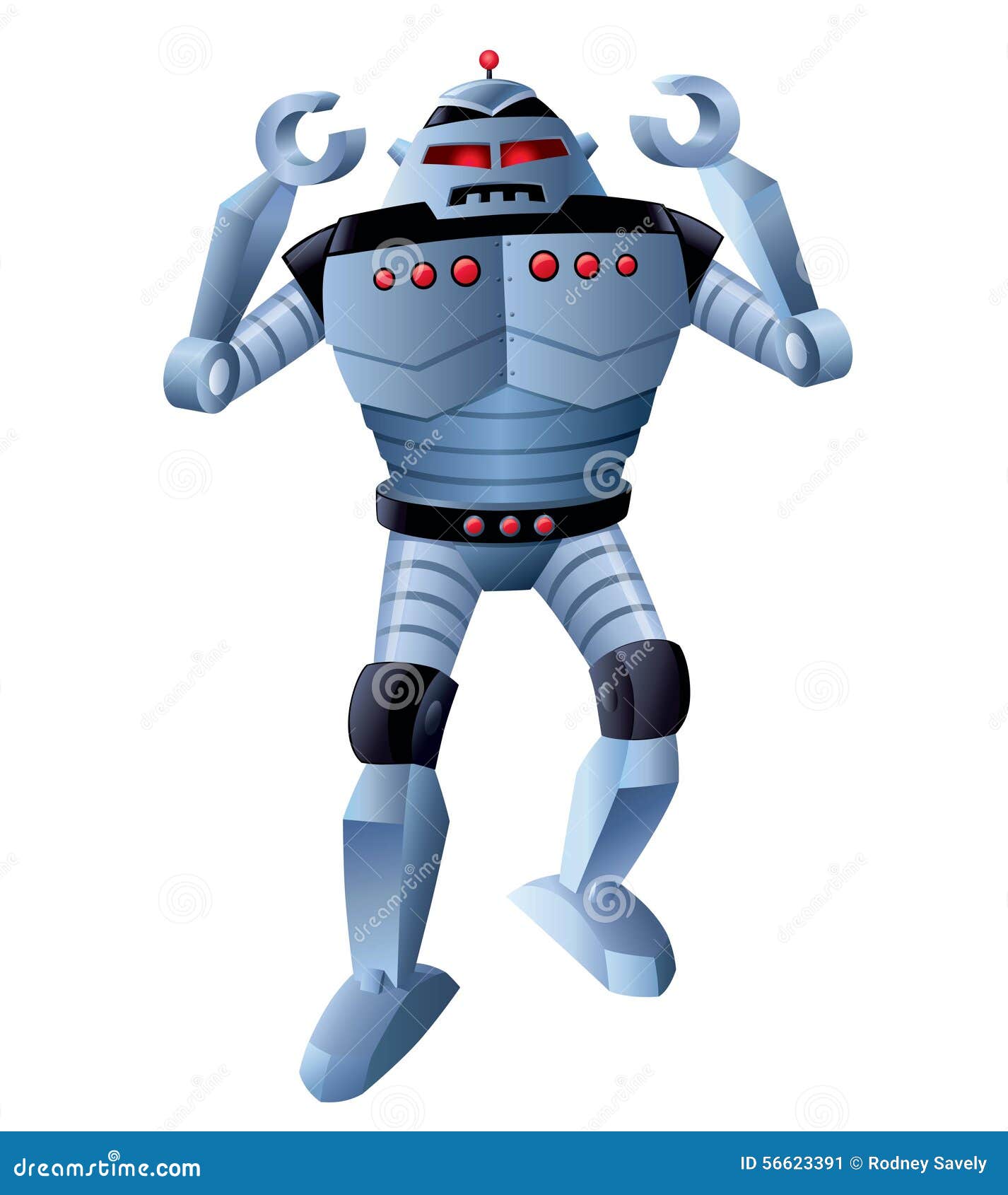 Angry Robot with Arms Up Walking Forward Stock Illustration ...