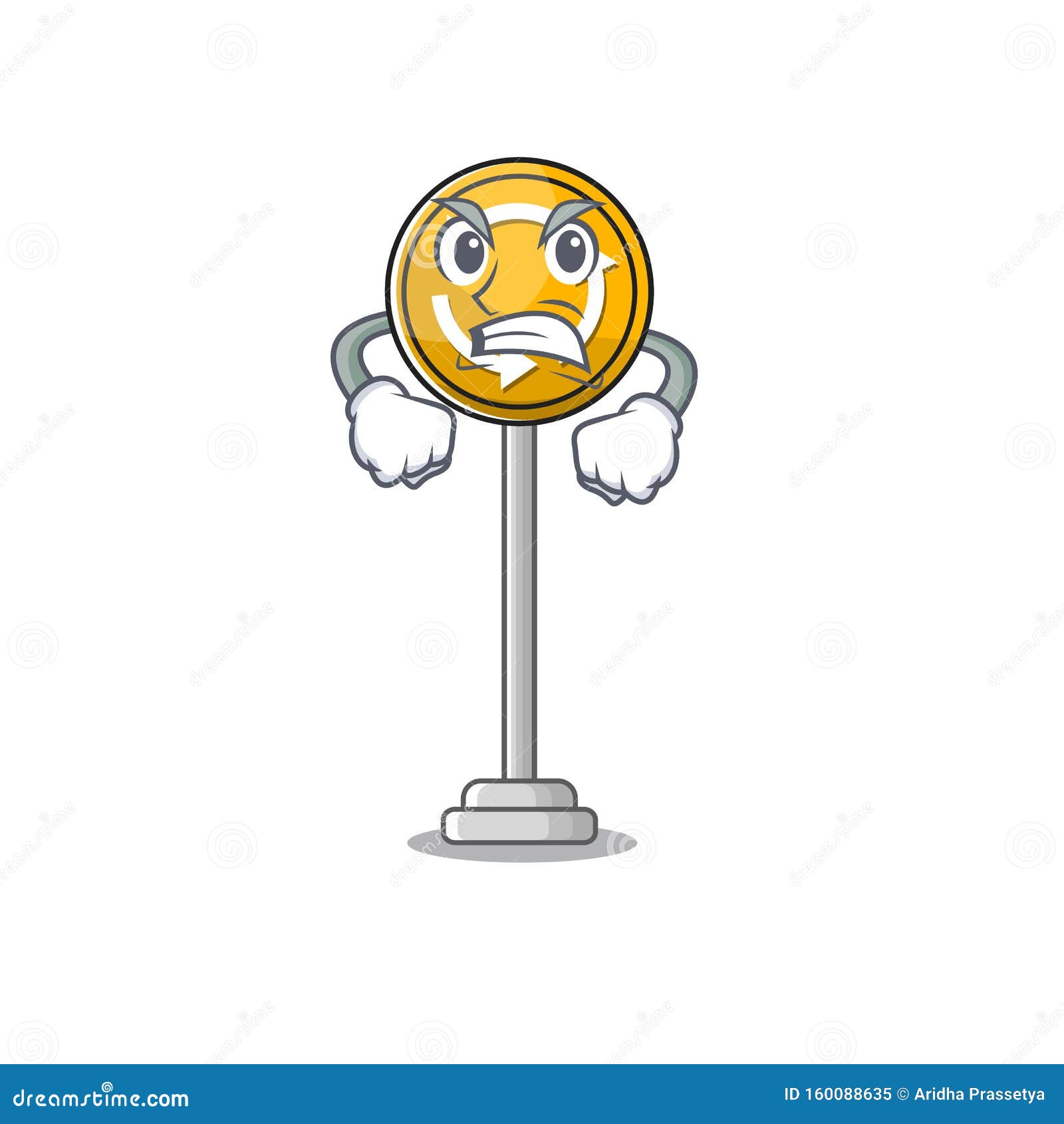 Angry Roundabout Ahead Cartoon Shape with Mascot Stock Vector ...