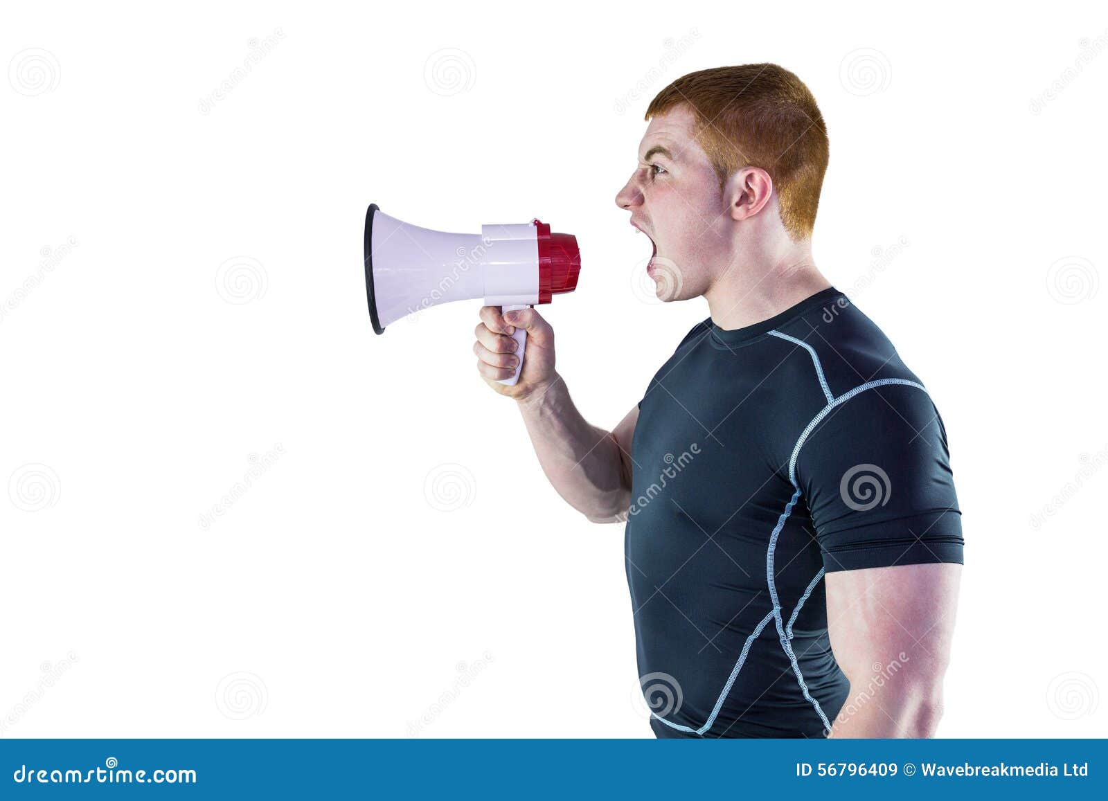 Angry Rugby Player Yelling through the Megaphone Stock Image - Image of ...