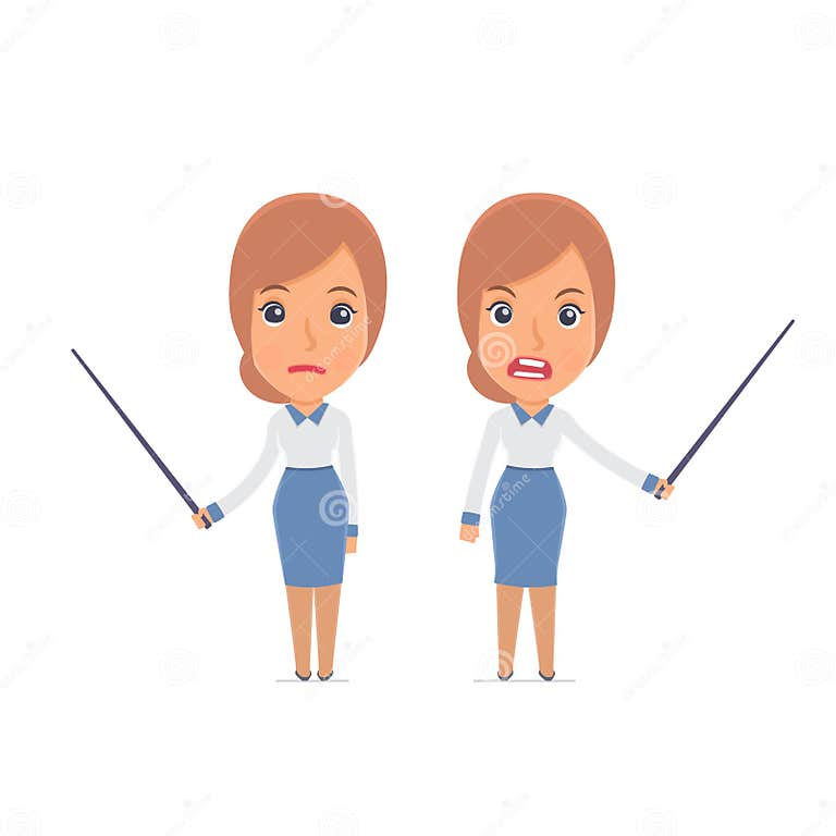 Angry and Sad Character Consultant Girl Making Presentation Using ...