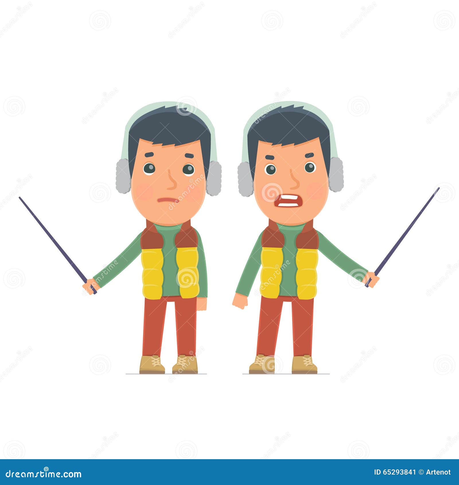 Angry and Sad Character Winter Citizen Making Presentation Stock ...