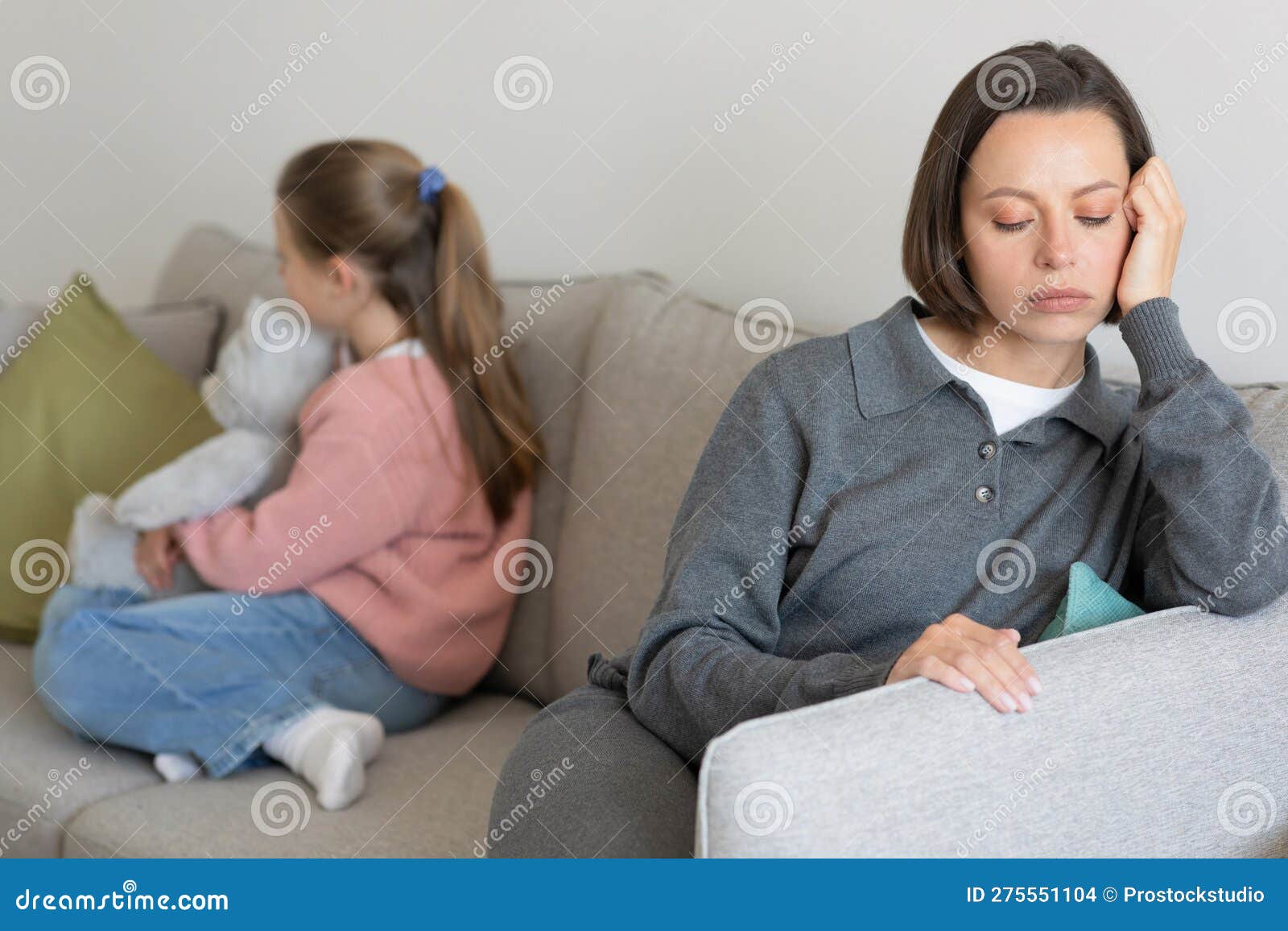 Offended Sad European Millennial Lady Ignores Screaming Displeased