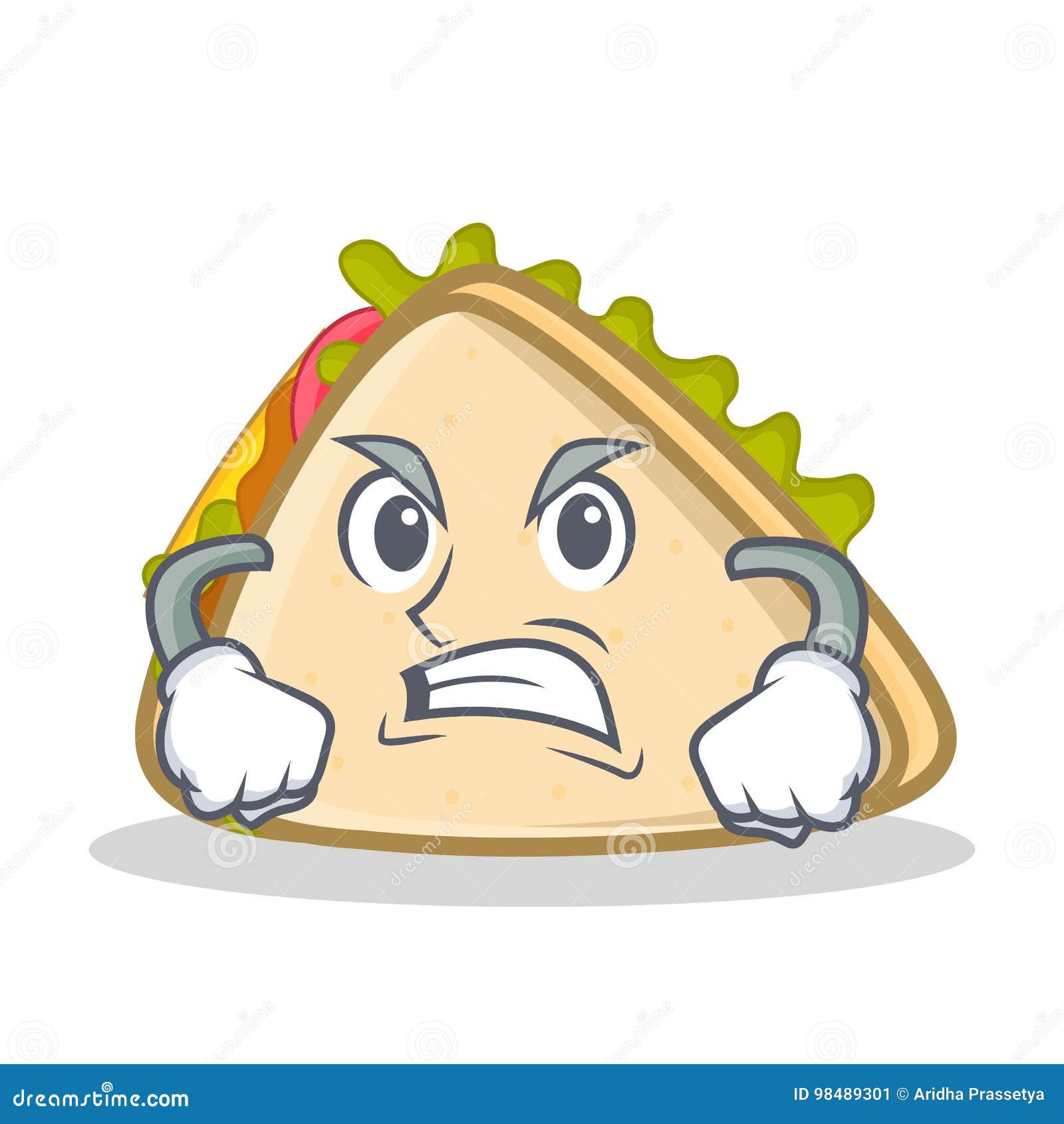 Angry Sandwich Character Cartoon Style Stock Vector - Illustration of ...