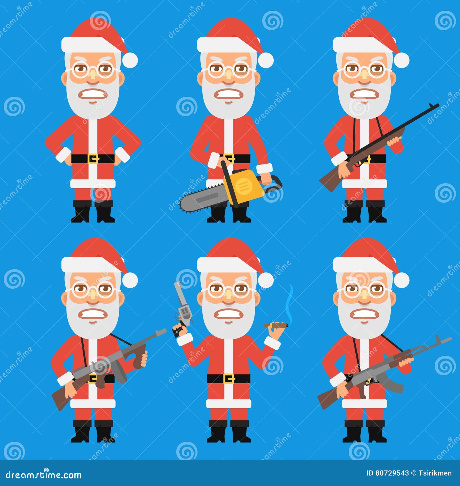 Angry Santa Claus Holding Weapons Stock Vector - Illustration of cigar ...
