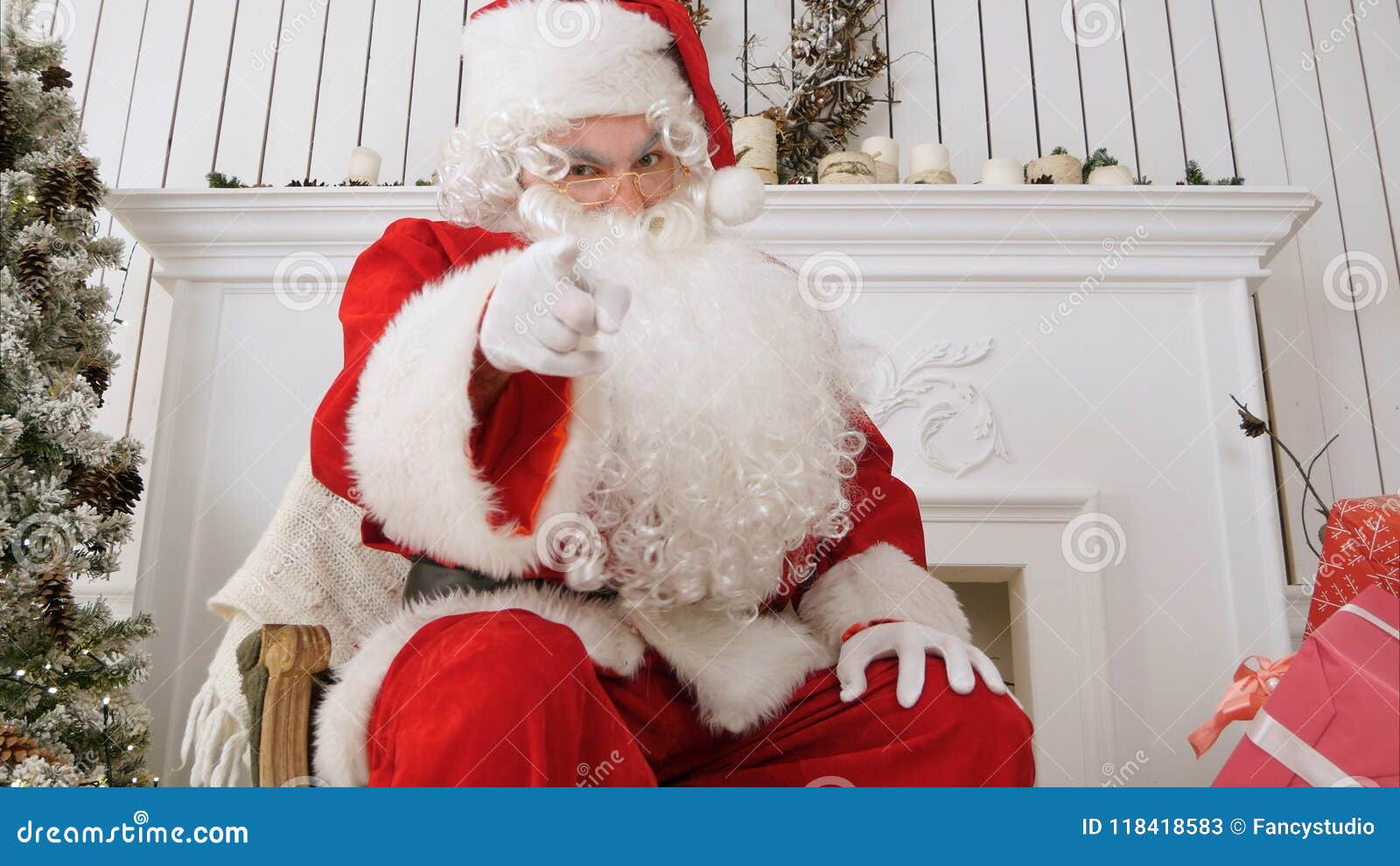 Angry Santa Cursing and Threatening with a Fist Stock Image - Image of ...