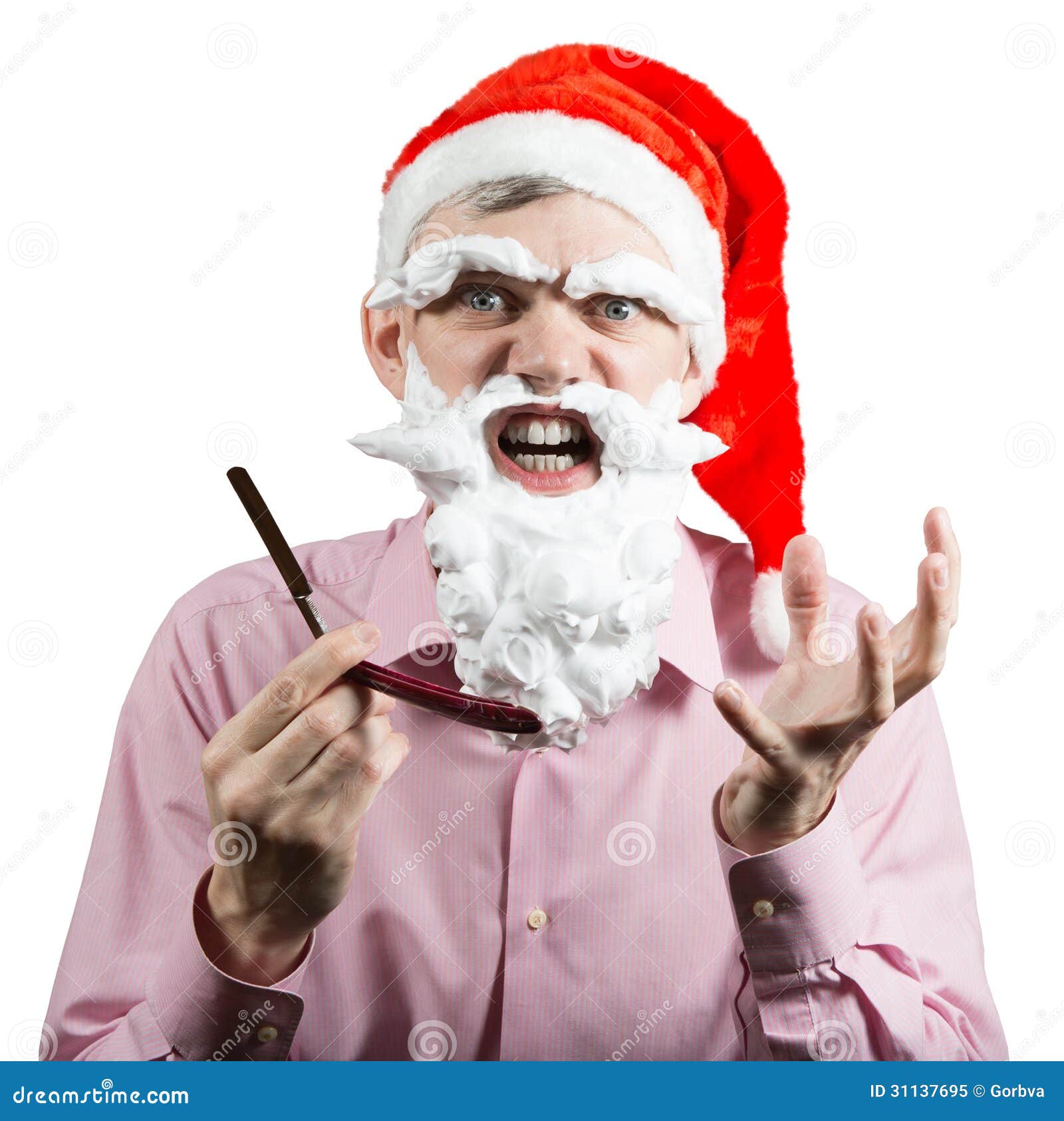 Angry Santa with razor stock image. Image of caucasian - 31137695