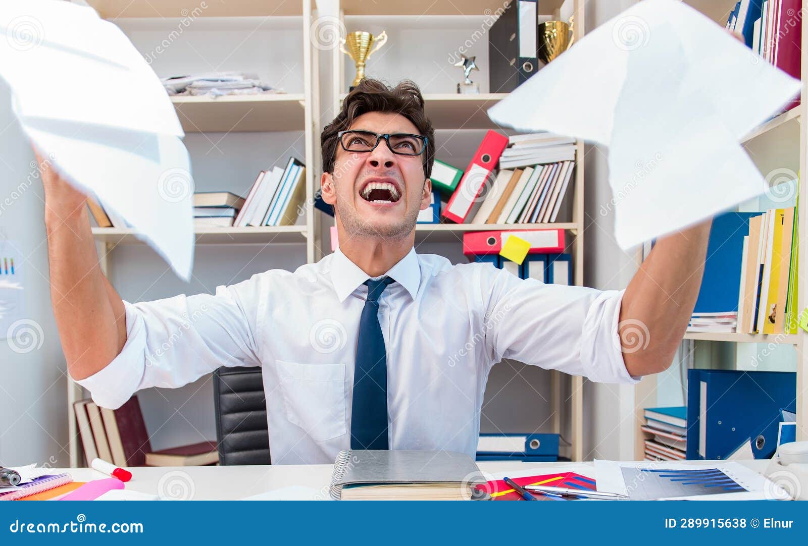 Angry and Scary Businessman in the Office Stock Photo - Image of panic ...