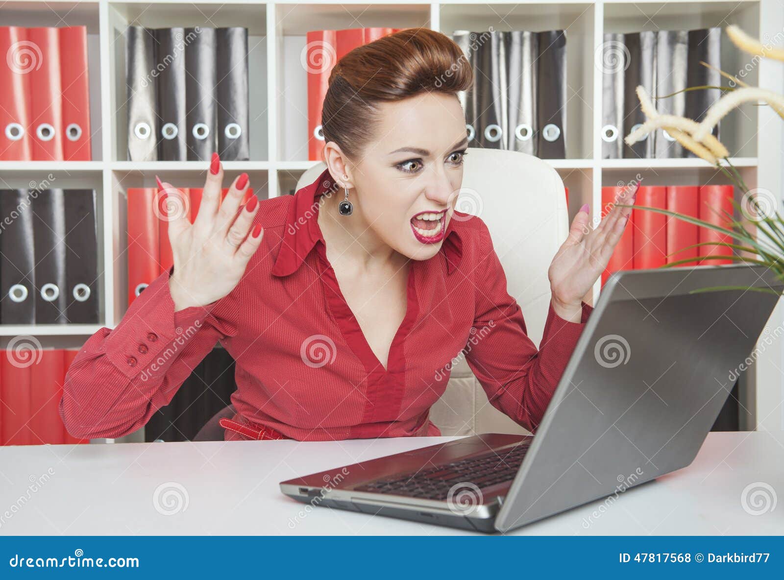 Angry Screaming Business Woman Working with Compute Stock Photo - Image ...