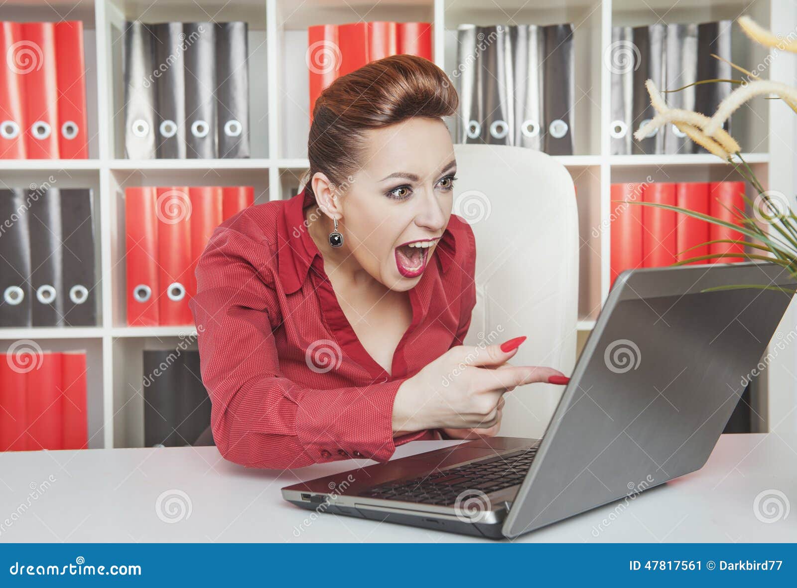 Angry Screaming Business Woman Working with Computer Stock Image ...