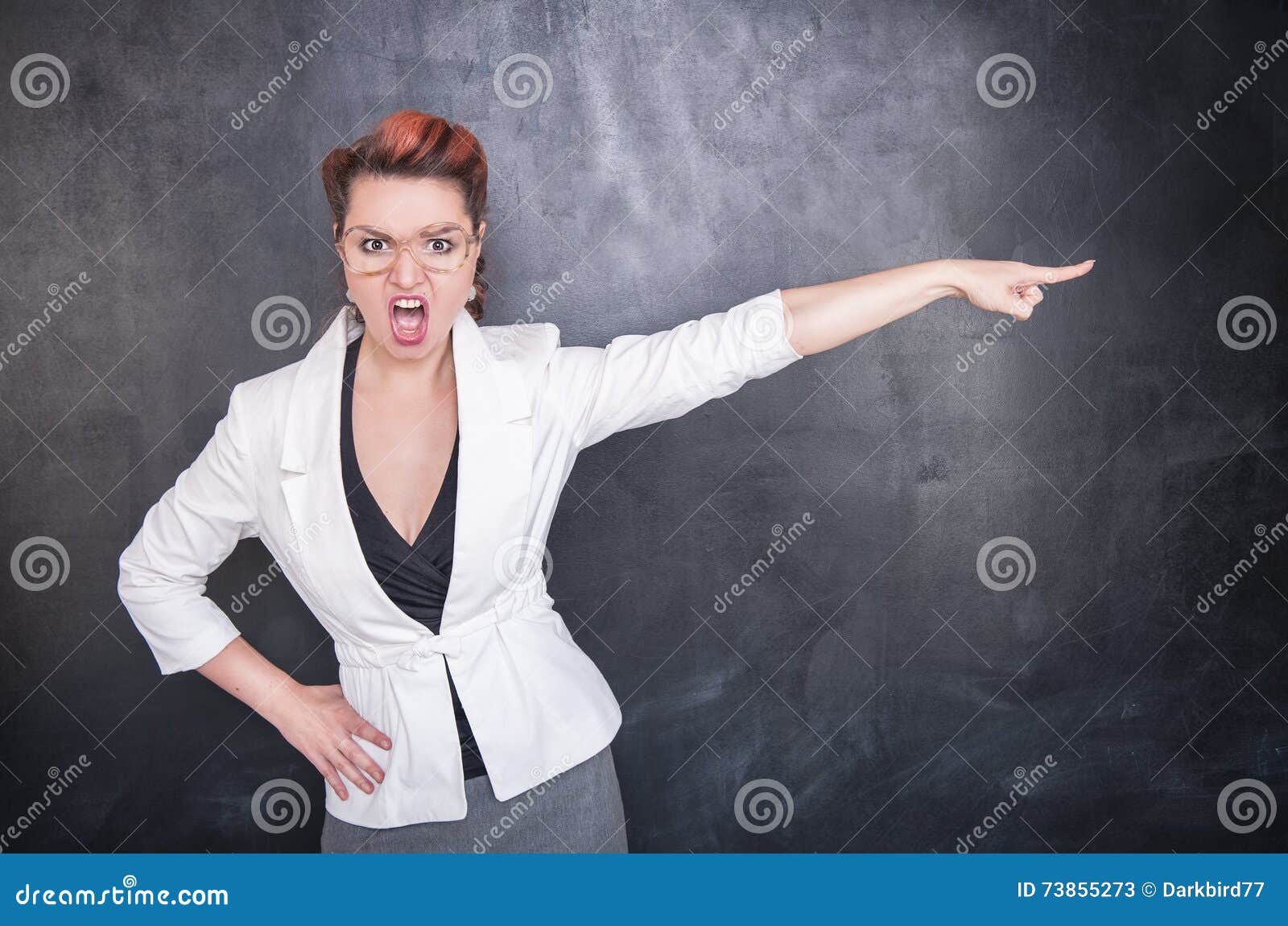 Angry Teacher Blowing Whistle And Pointing With Finger Royalty-Free ...