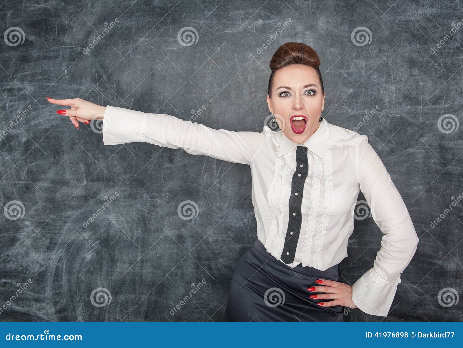 Angry Screaming Teacher Pointing Out Stock Photo - Image of profile ...