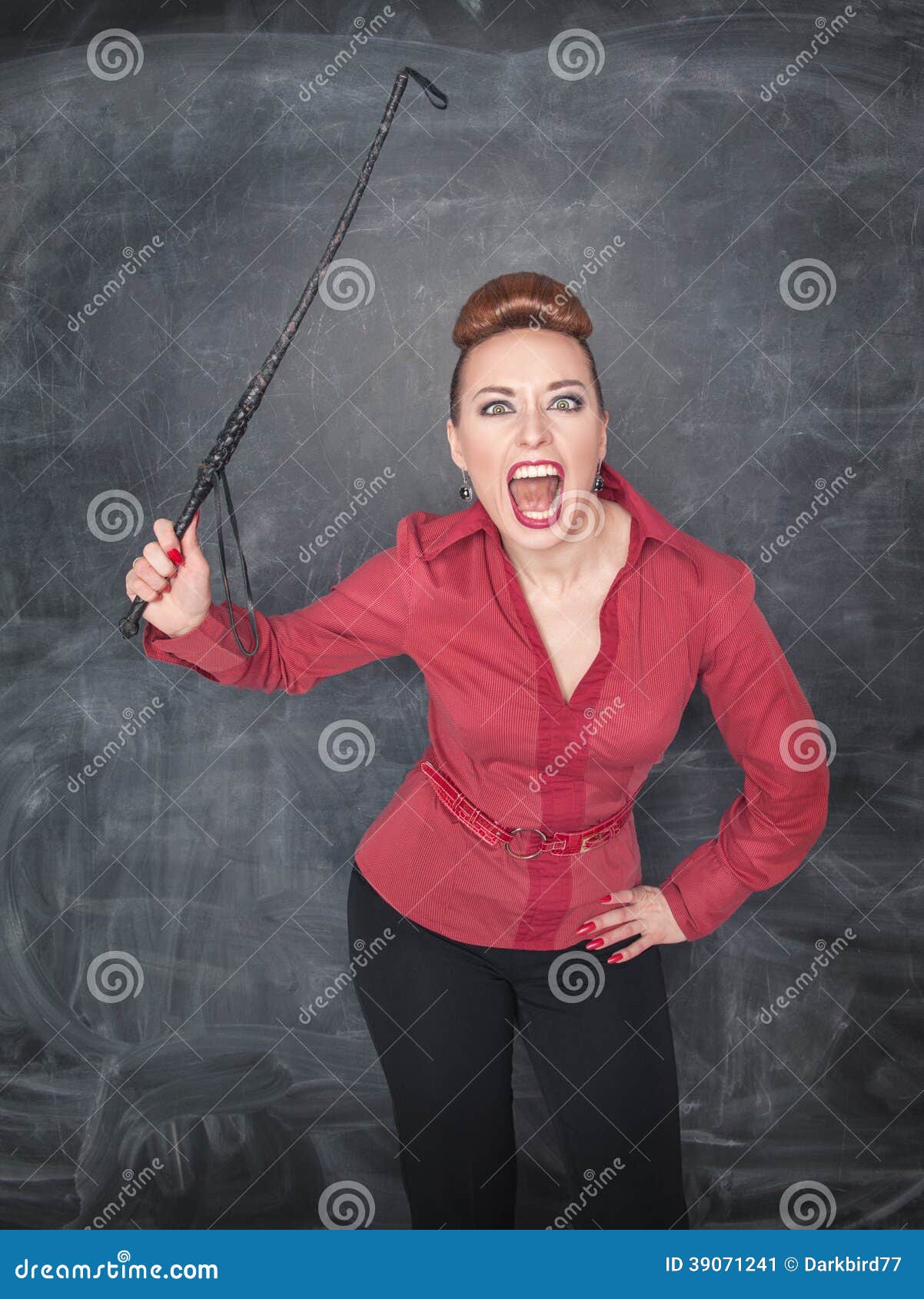Angry Screaming Teacher with Whip Stock Image - Image of blare, emotion ...
