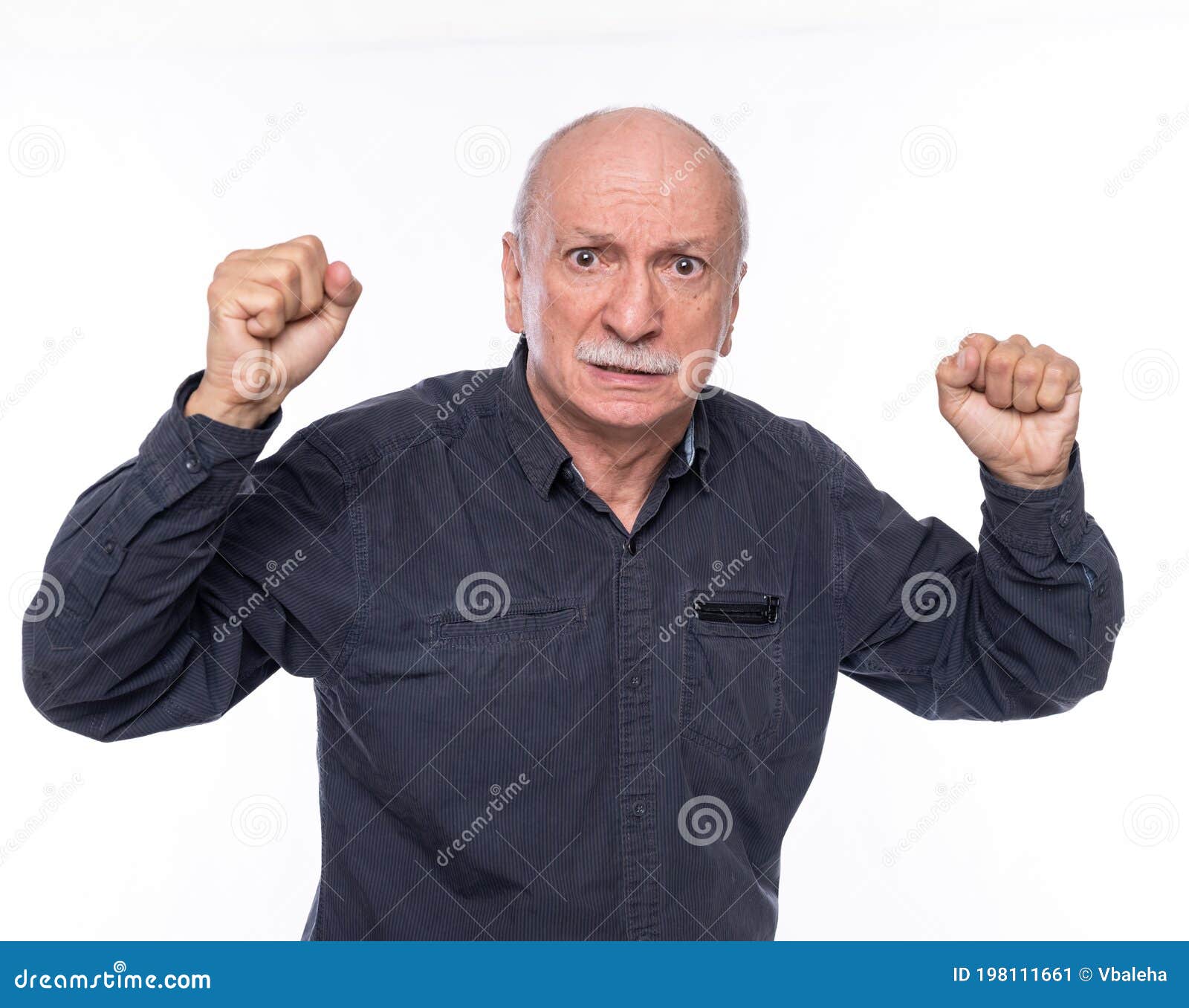 Angry Senior Man Posing in Studio Stock Image - Image of stress ...