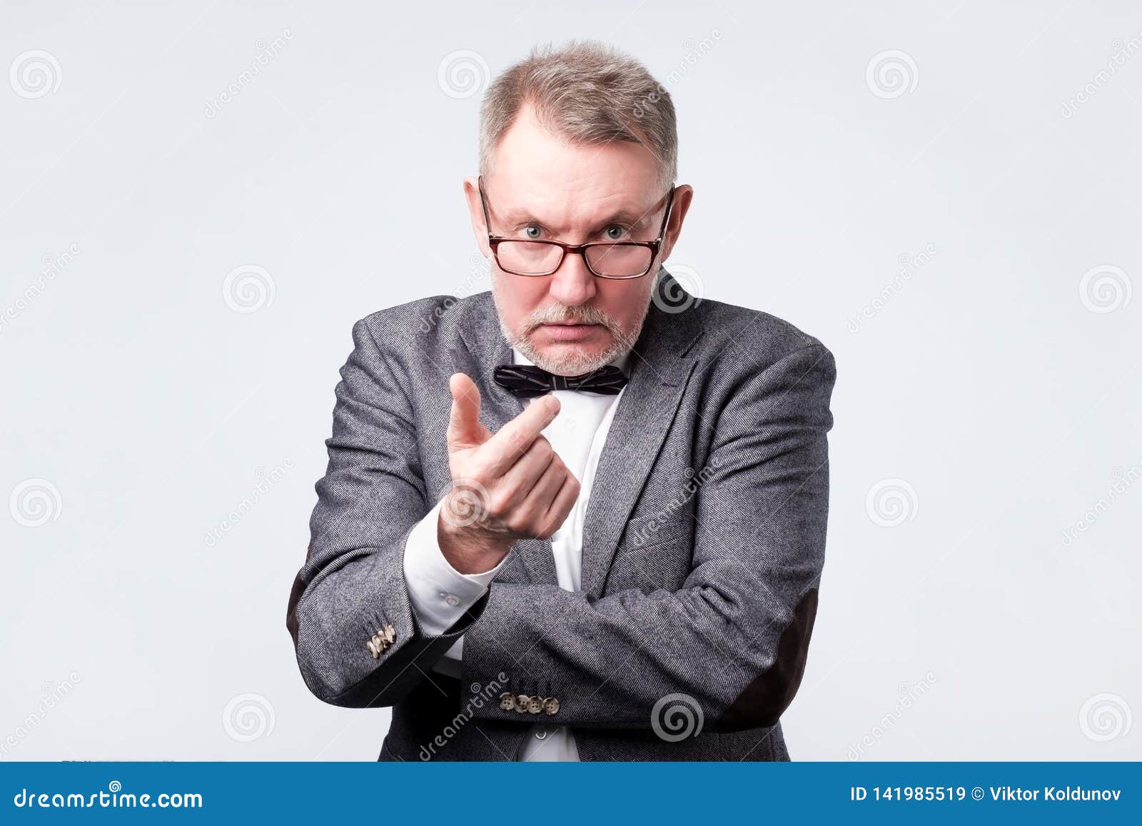 Angry Senior Man Standing and Looking at Camera and Accusing. Stock ...