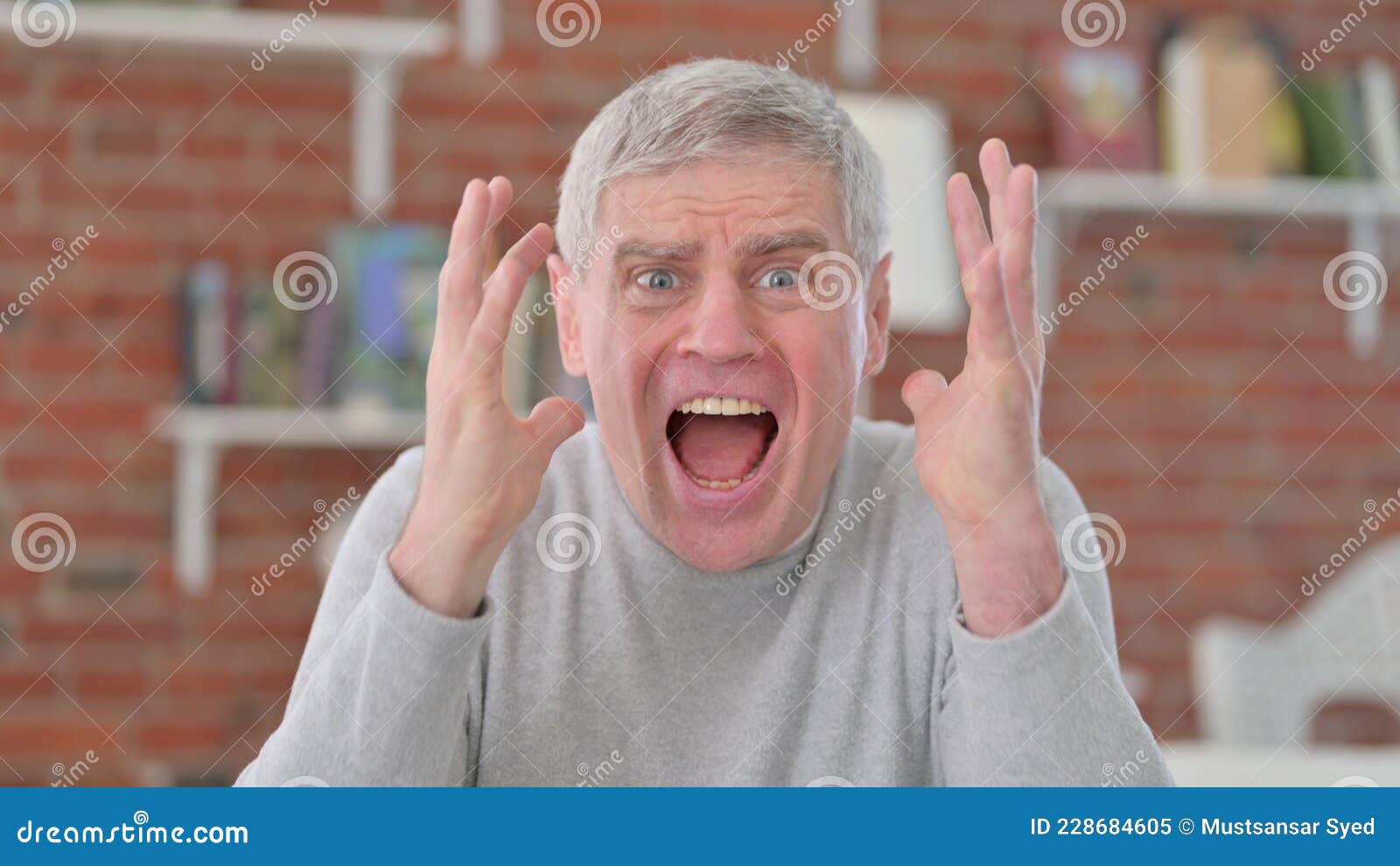 Portrait of Angry Old Man Screaming Stock Image - Image of creativity ...