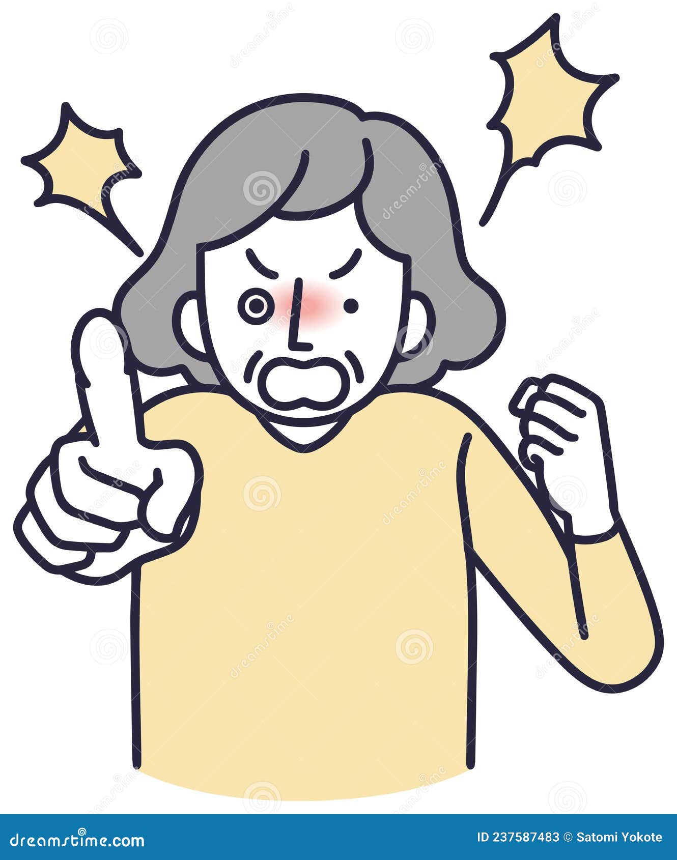 Angry Senior Woman Simple Illustration Stock Vector - Illustration of ...