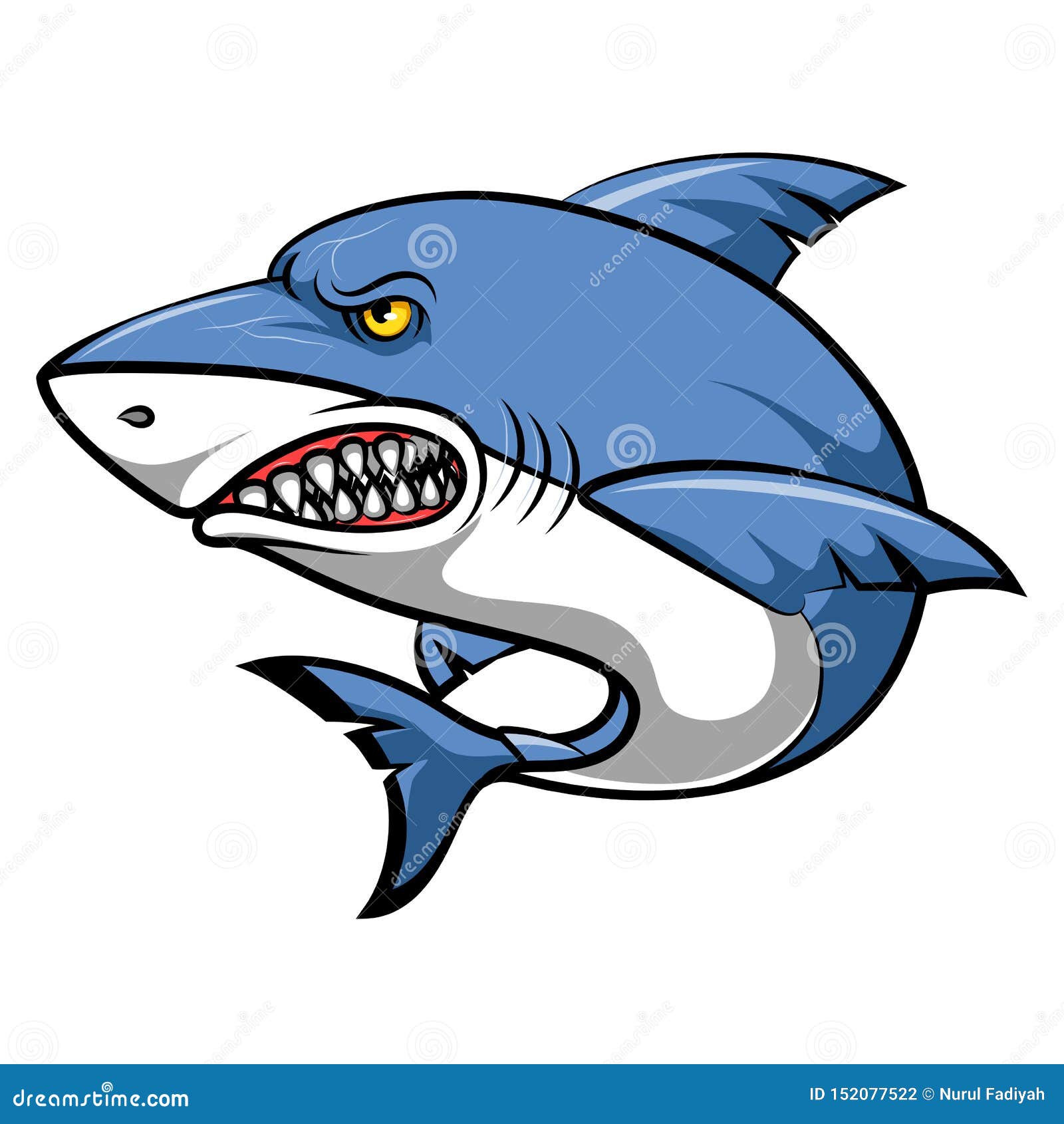 Angry shark cartoon stock vector. Illustration of cartoon - 152077522