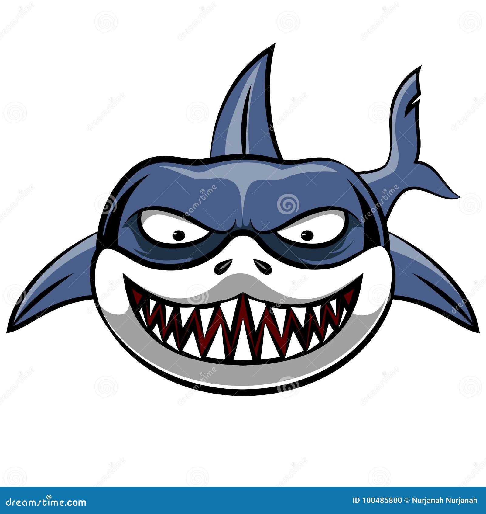 Angry shark cartoon stock vector. Illustration of design - 100485800