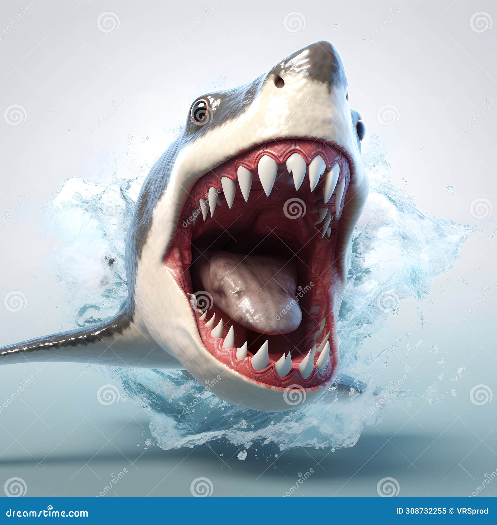 Angry Shark Emerging with Open Jaws Stock Image - Image of carnivore ...