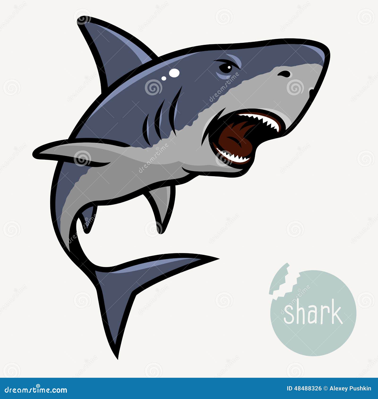 Angry Shark stock vector. Illustration of life, emblem - 48488326
