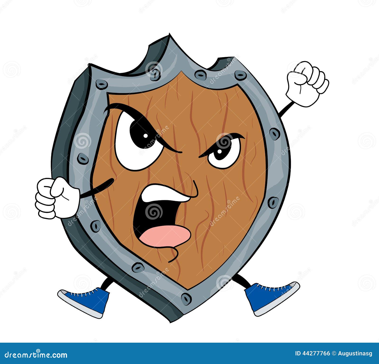 Angry Shield cartoon stock illustration. Illustration of wooden - 44277766