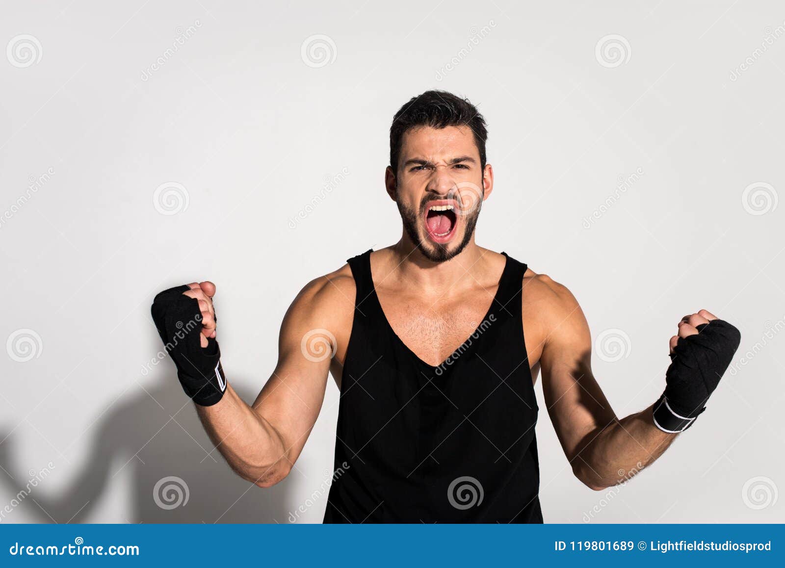 Angry shouting fighter stock image. Image of sport, activity - 119801689