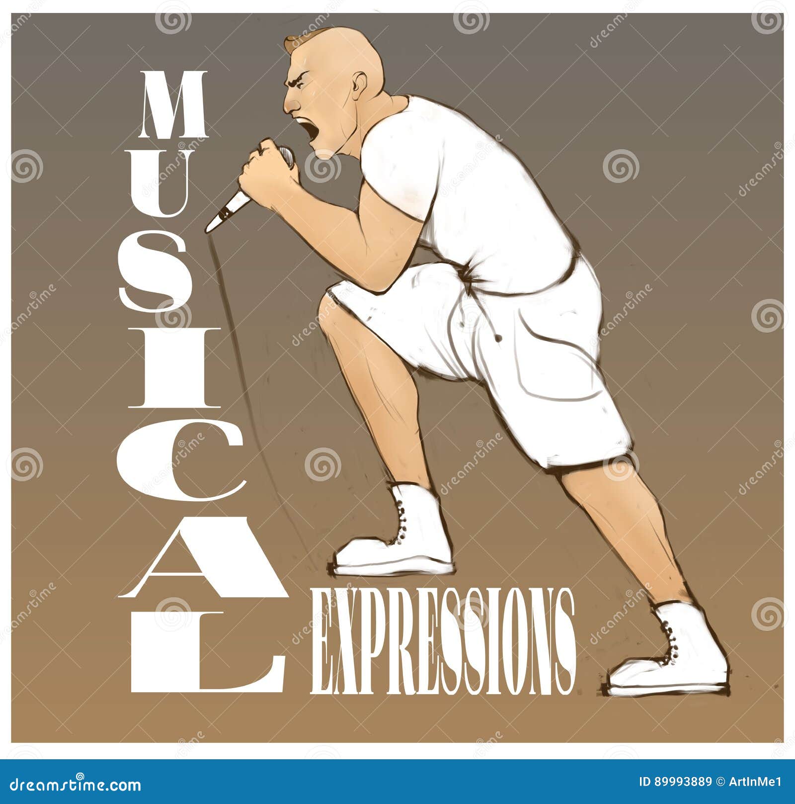 Angry Singer in the White Clothing Stock Illustration - Illustration of ...