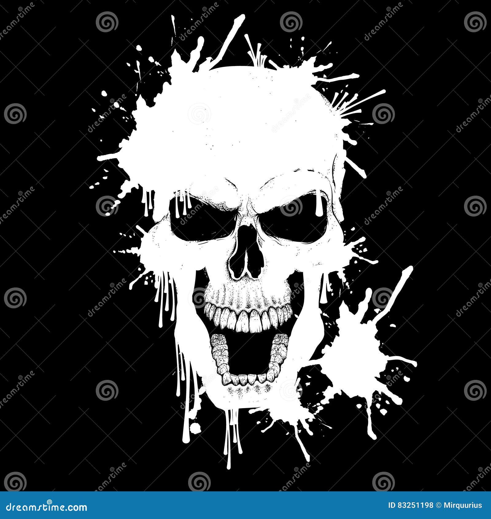 Angry skull.Dotwork style stock vector. Illustration of isolated - 83251198