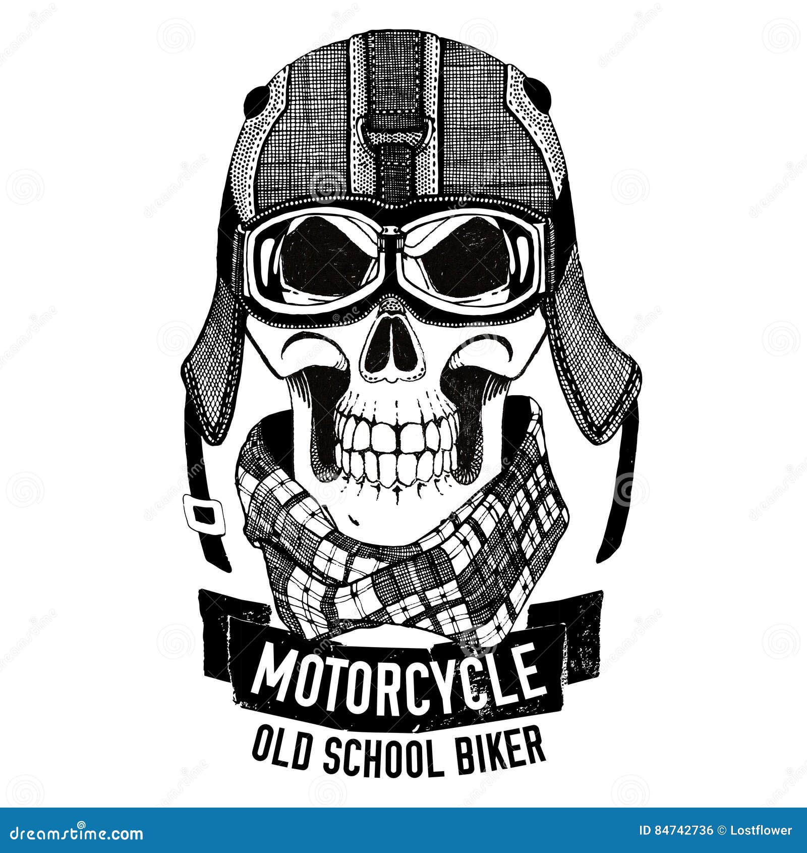 Angry SKULL for Motorcycle, Biker T-shirt Stock Illustration ...
