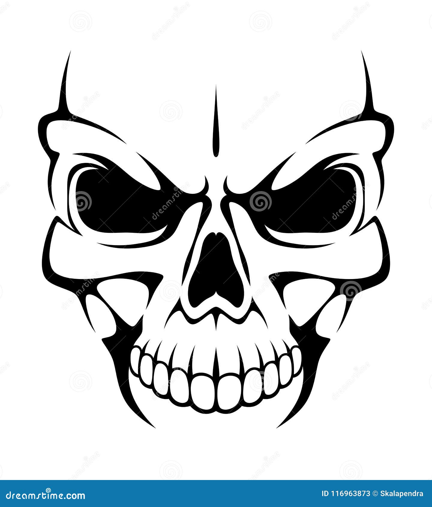 Angry Skull. Monster, Dead, Zombie, Halloween, Devil Symbol. Cartoon ...